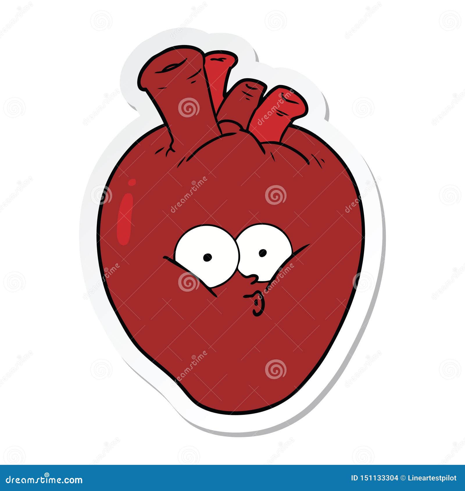 A Creative Sticker of a Cartoon Confused Heart Stock Vector ...