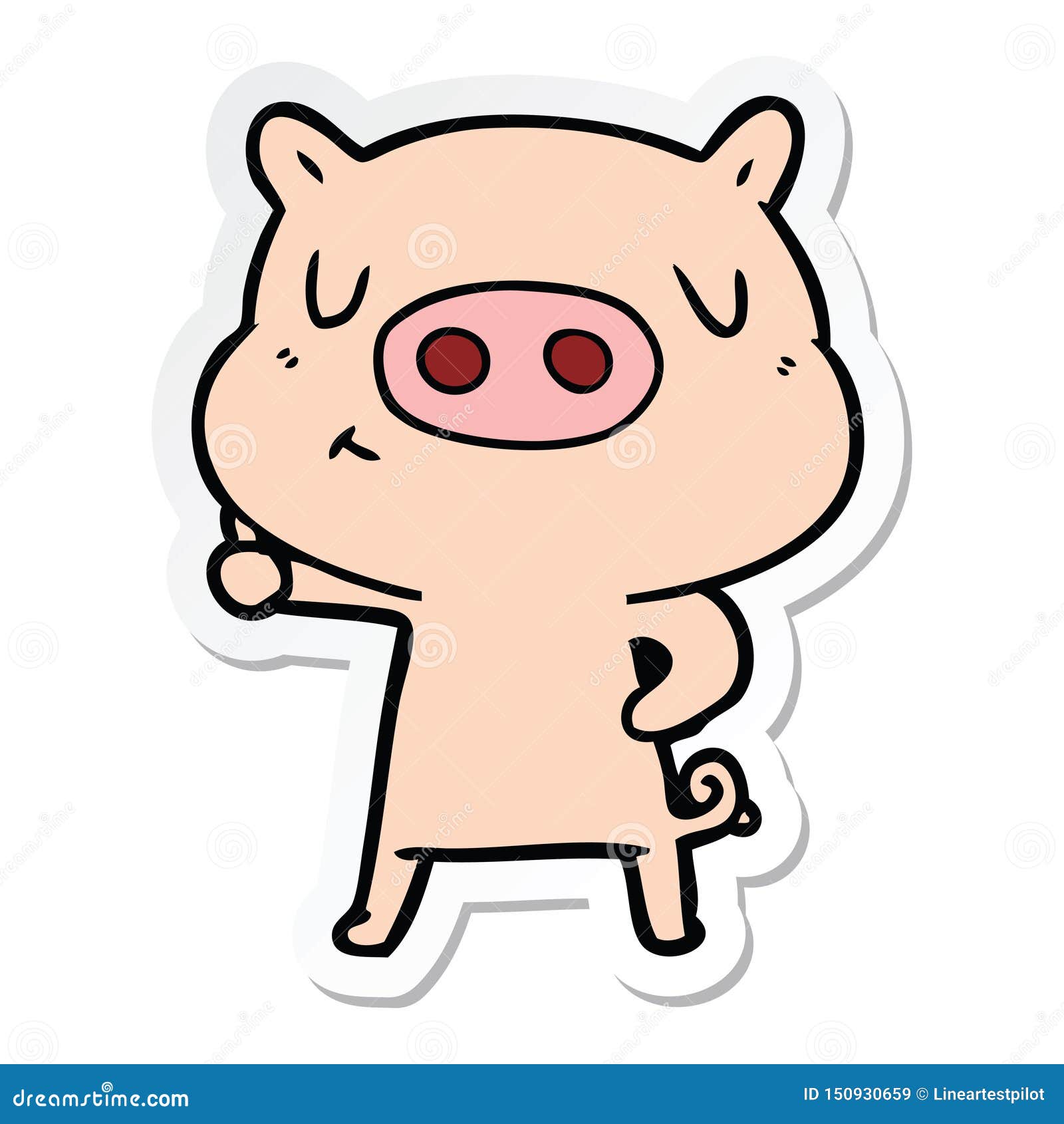 A Creative Sticker of a Cartoon Content Pig Stock Vector - Illustration ...