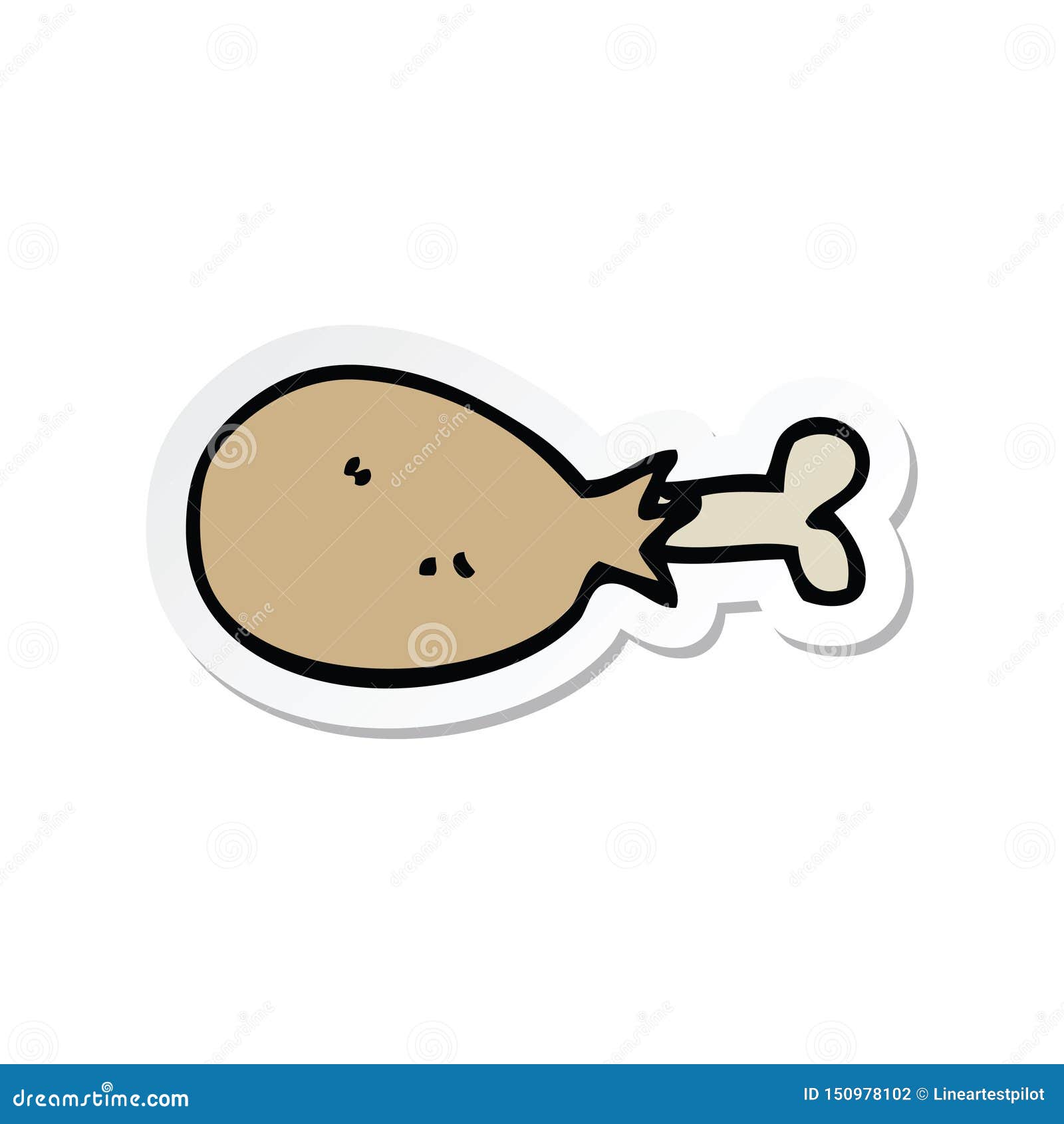 A Creative Sticker of a Cartoon Cooked Chicken Leg Stock Vector ...