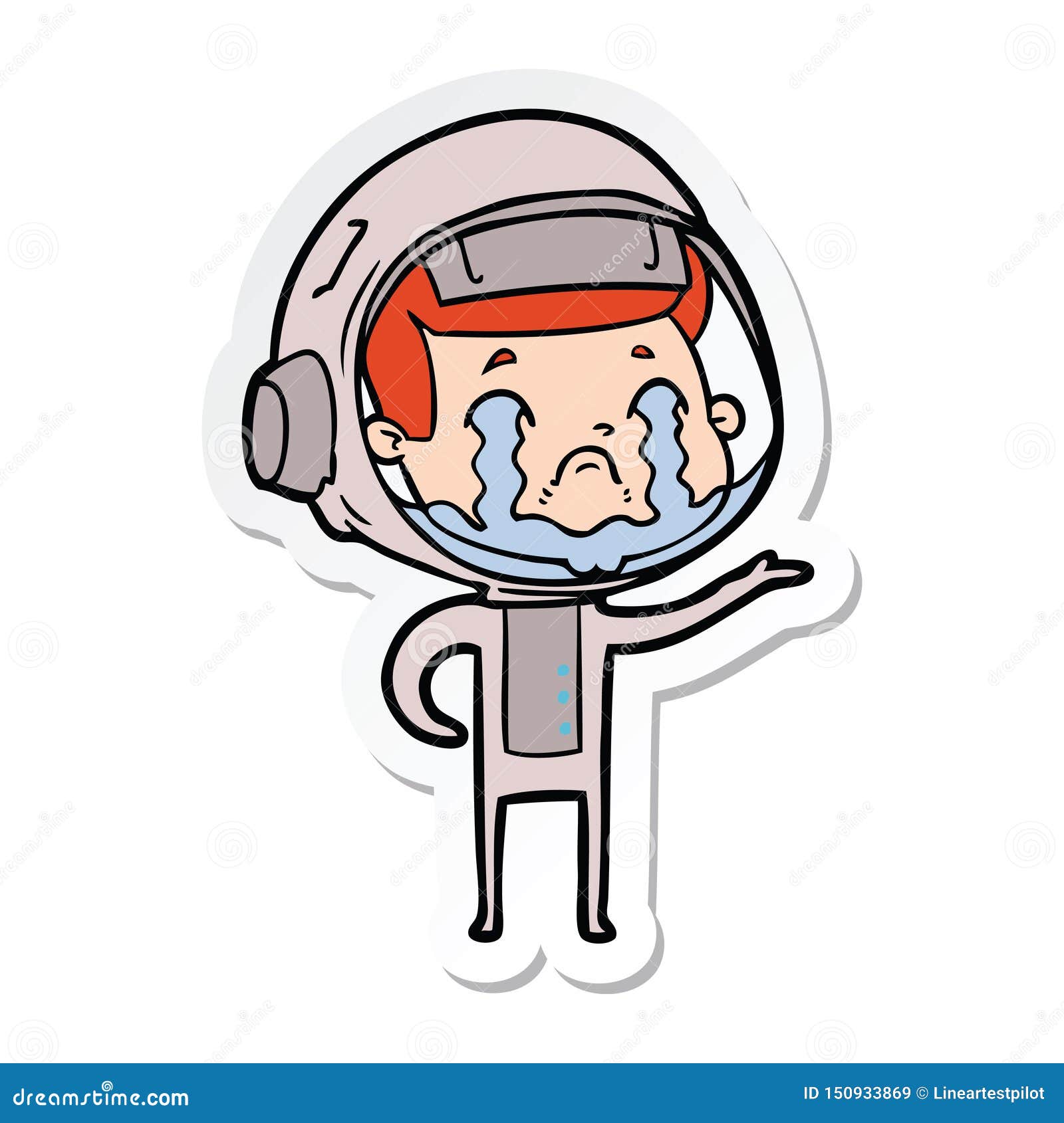 A Creative Sticker of a Cartoon Crying Astronaut Stock Vector ...