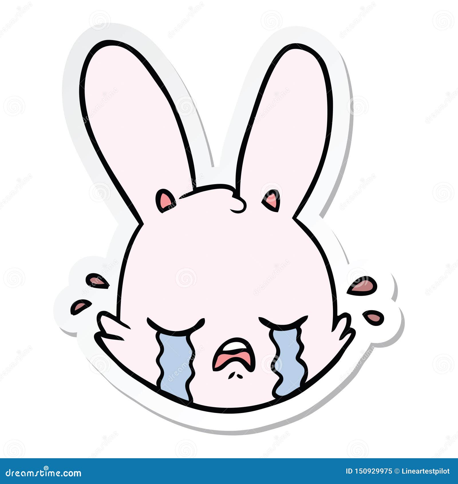 A Creative Sticker of a Cartoon Crying Bunny Face Stock Vector ...