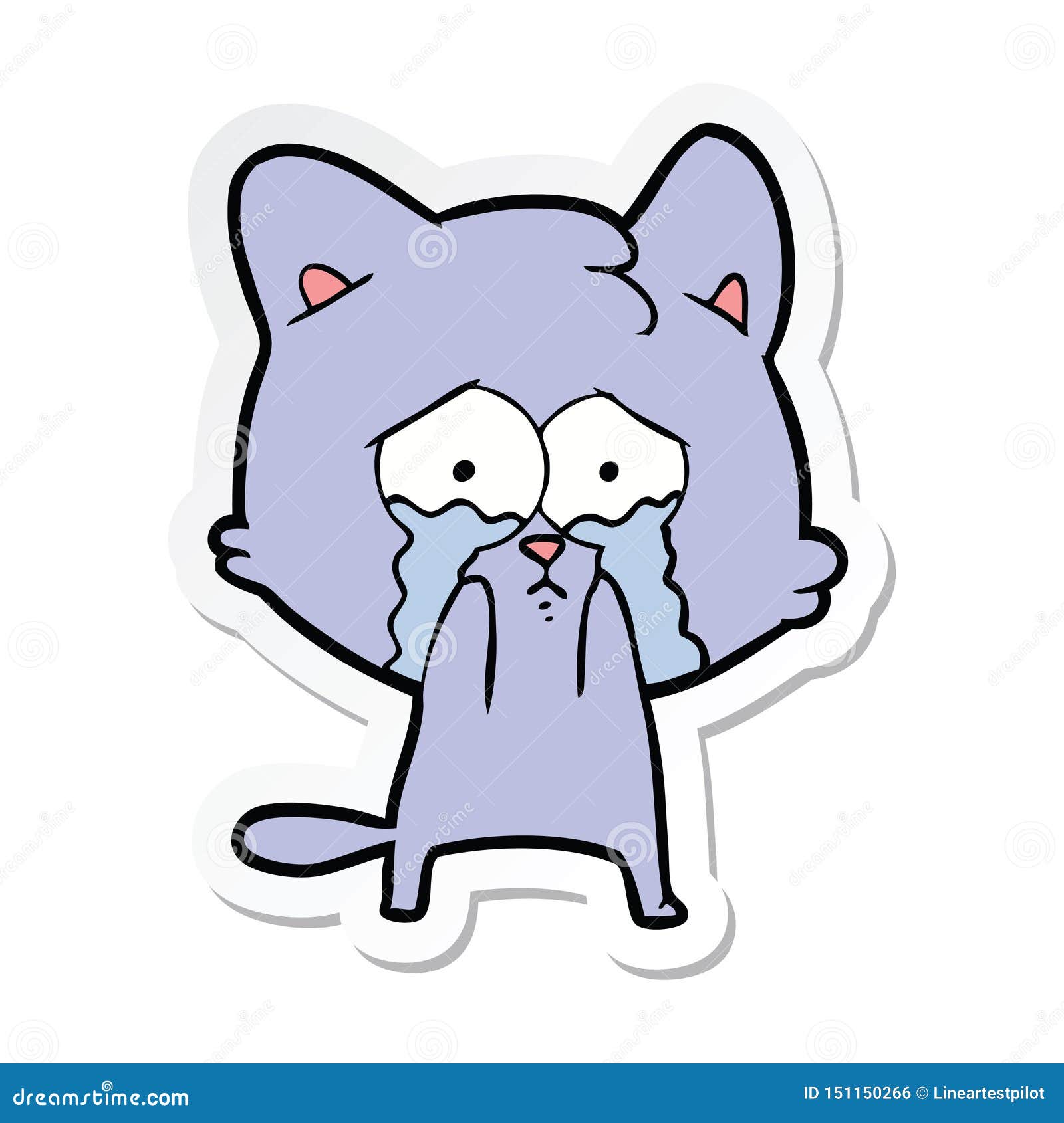 A Creative Sticker of a Cartoon Crying Cat Stock Vector - Illustration ...