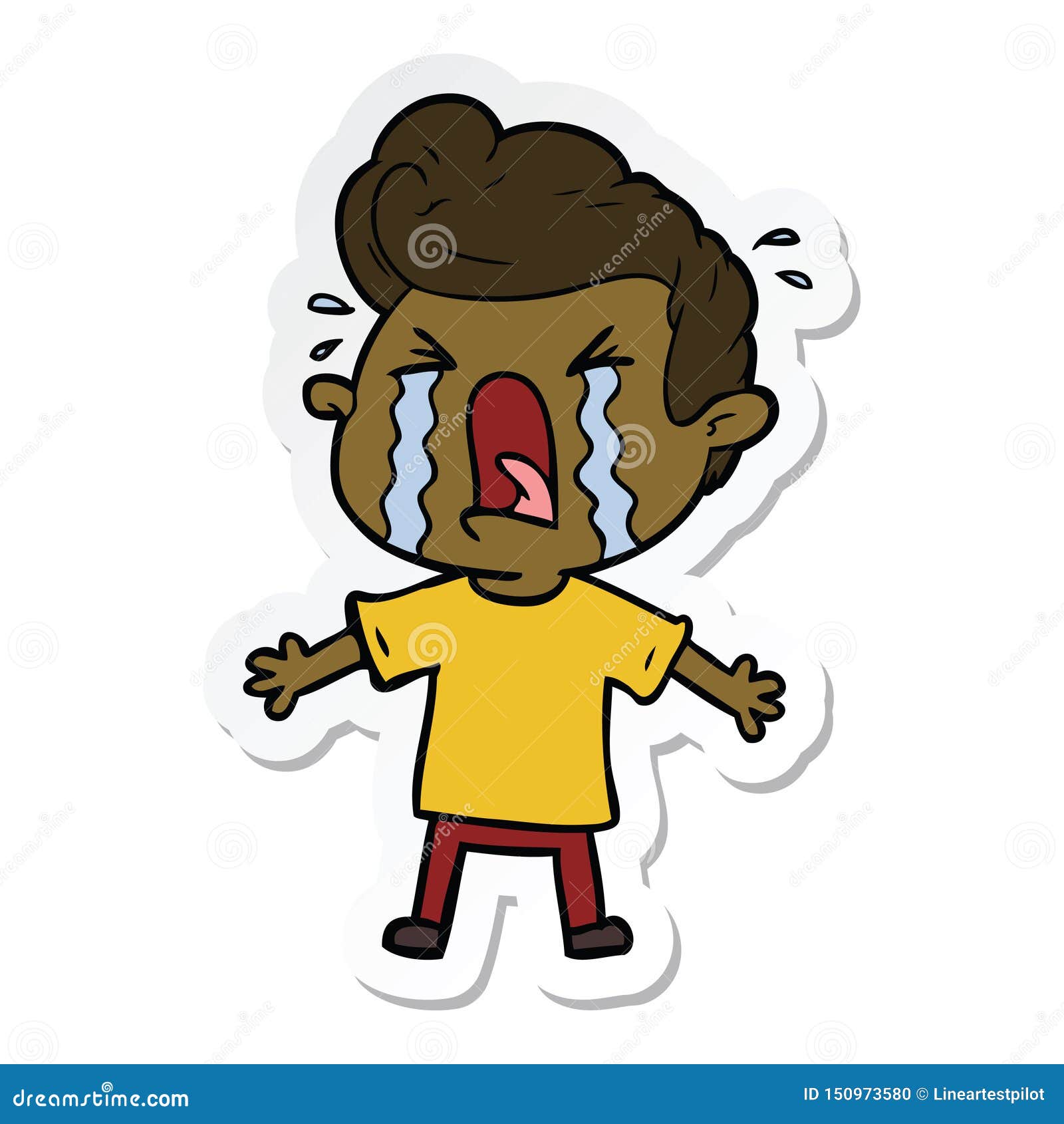 A Creative Sticker of a Cartoon Crying Man Stock Vector - Illustration ...