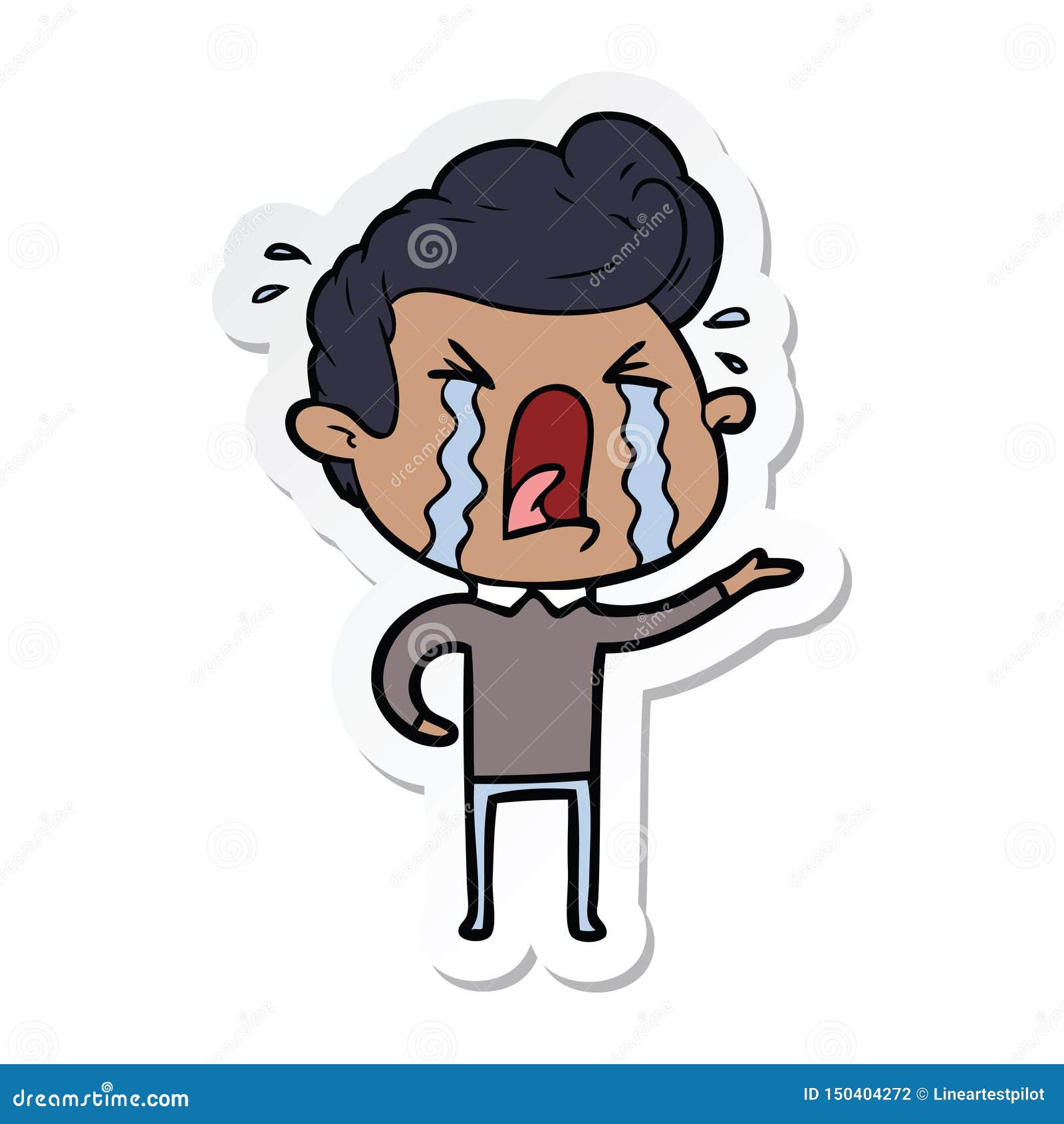 Sticker of a Cartoon Crying Man Stock Vector - Illustration of funny ...