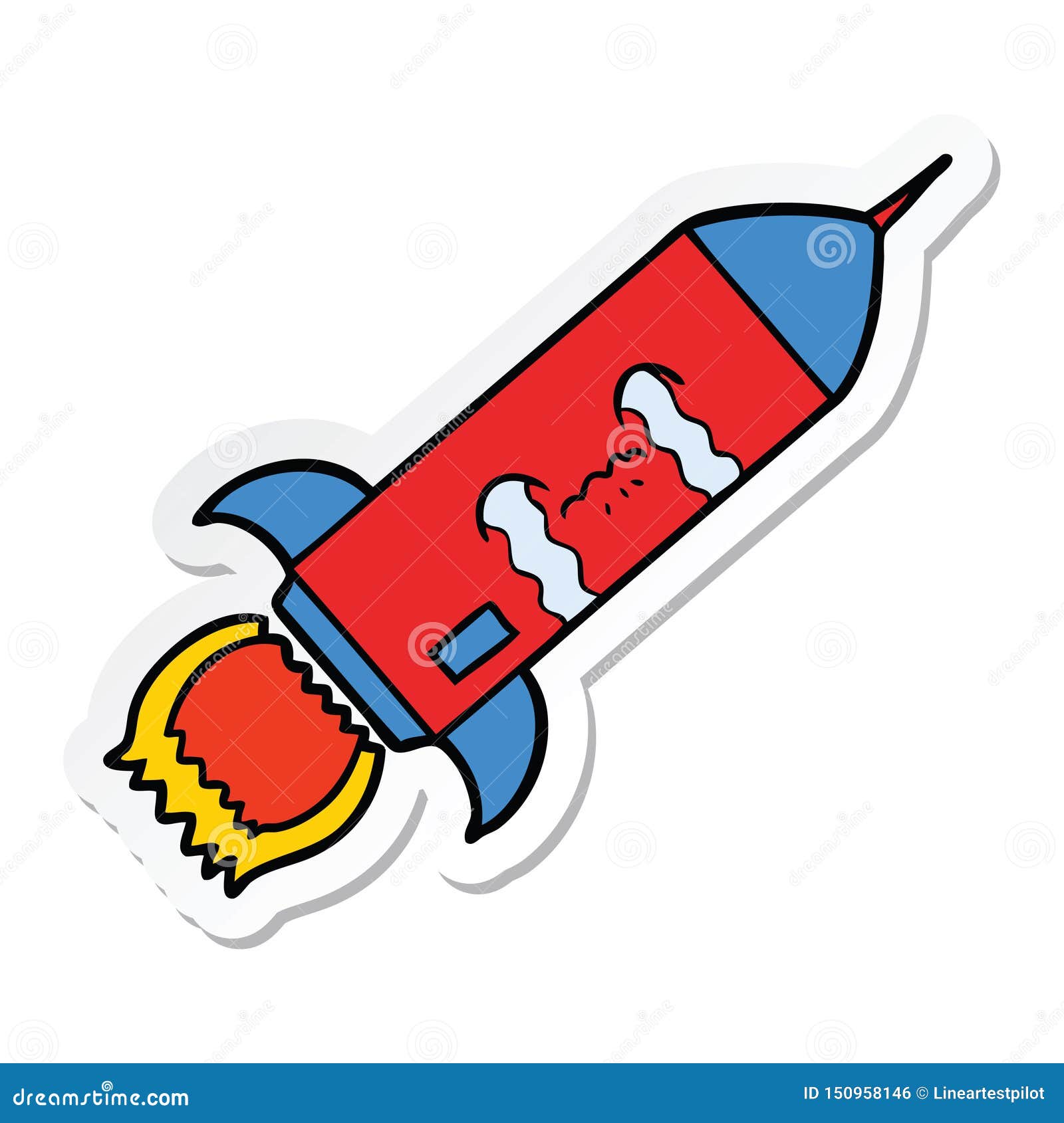 A Creative Sticker of a Cartoon Crying Rocket Stock Vector ...