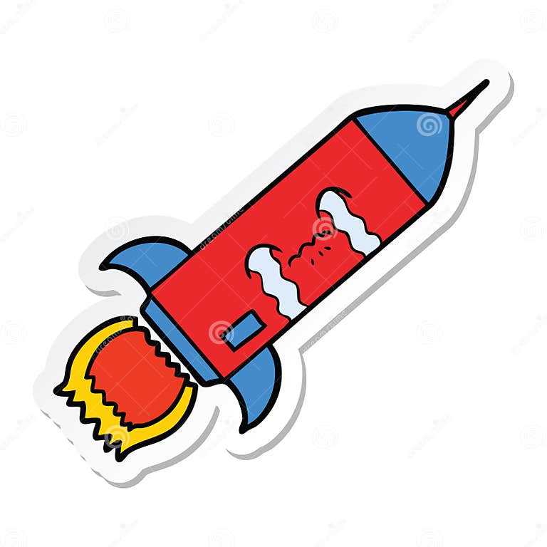 A Creative Sticker of a Cartoon Crying Rocket Stock Vector ...