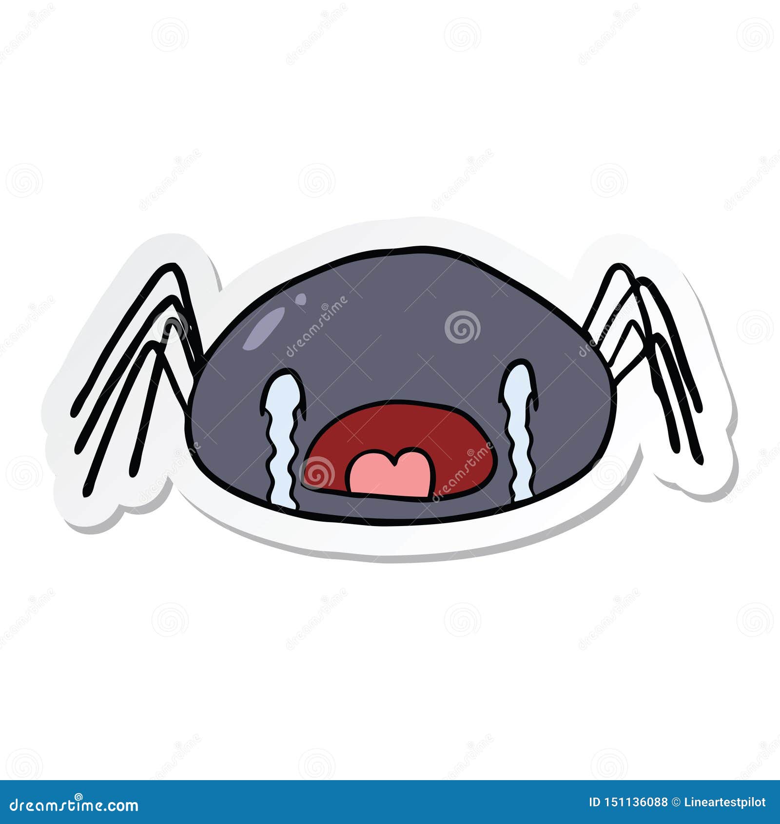 A Creative Sticker of a Cartoon Crying Spider Stock Vector ...