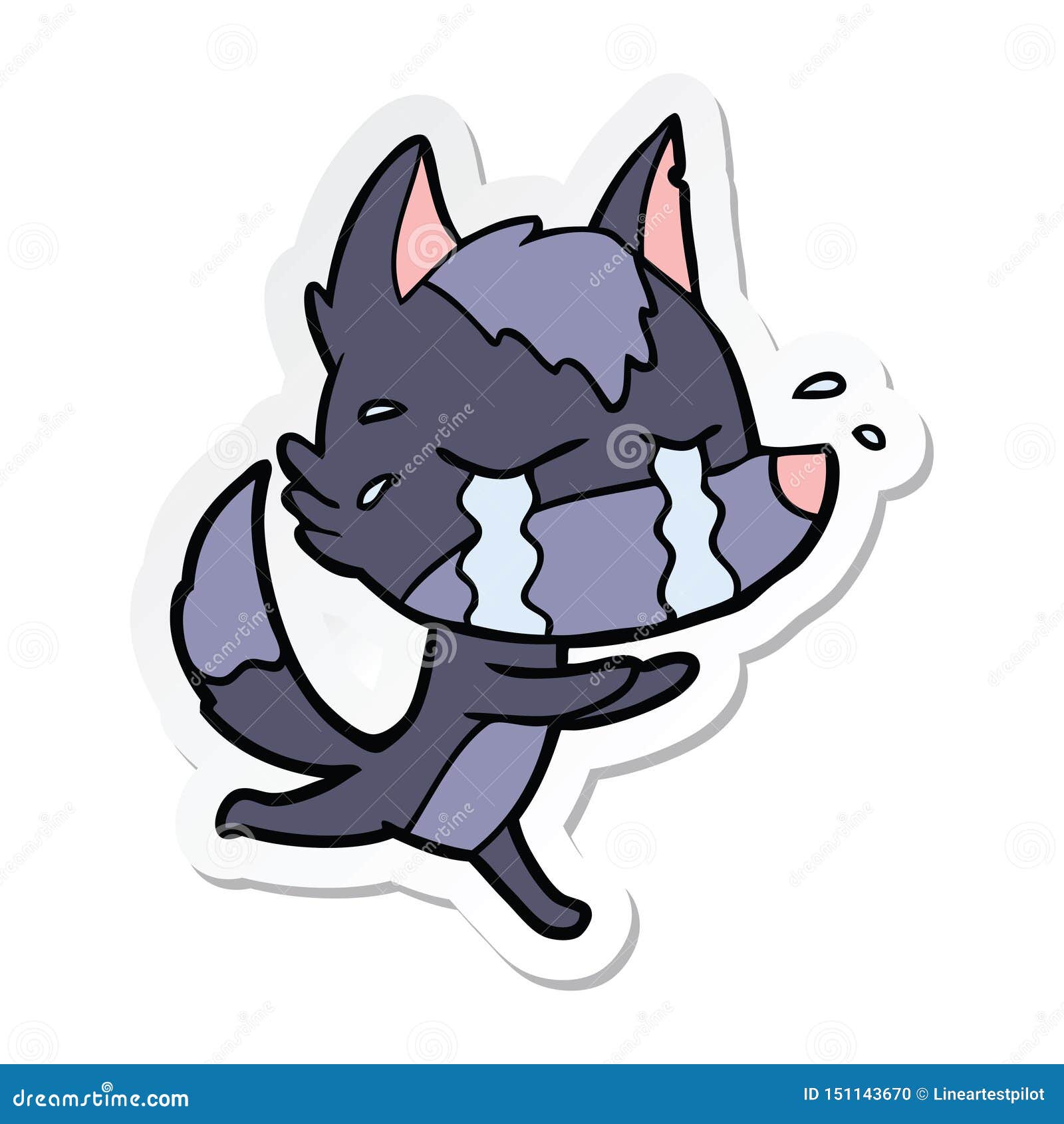 A Creative Sticker of a Cartoon Crying Wolf Stock Vector - Illustration ...