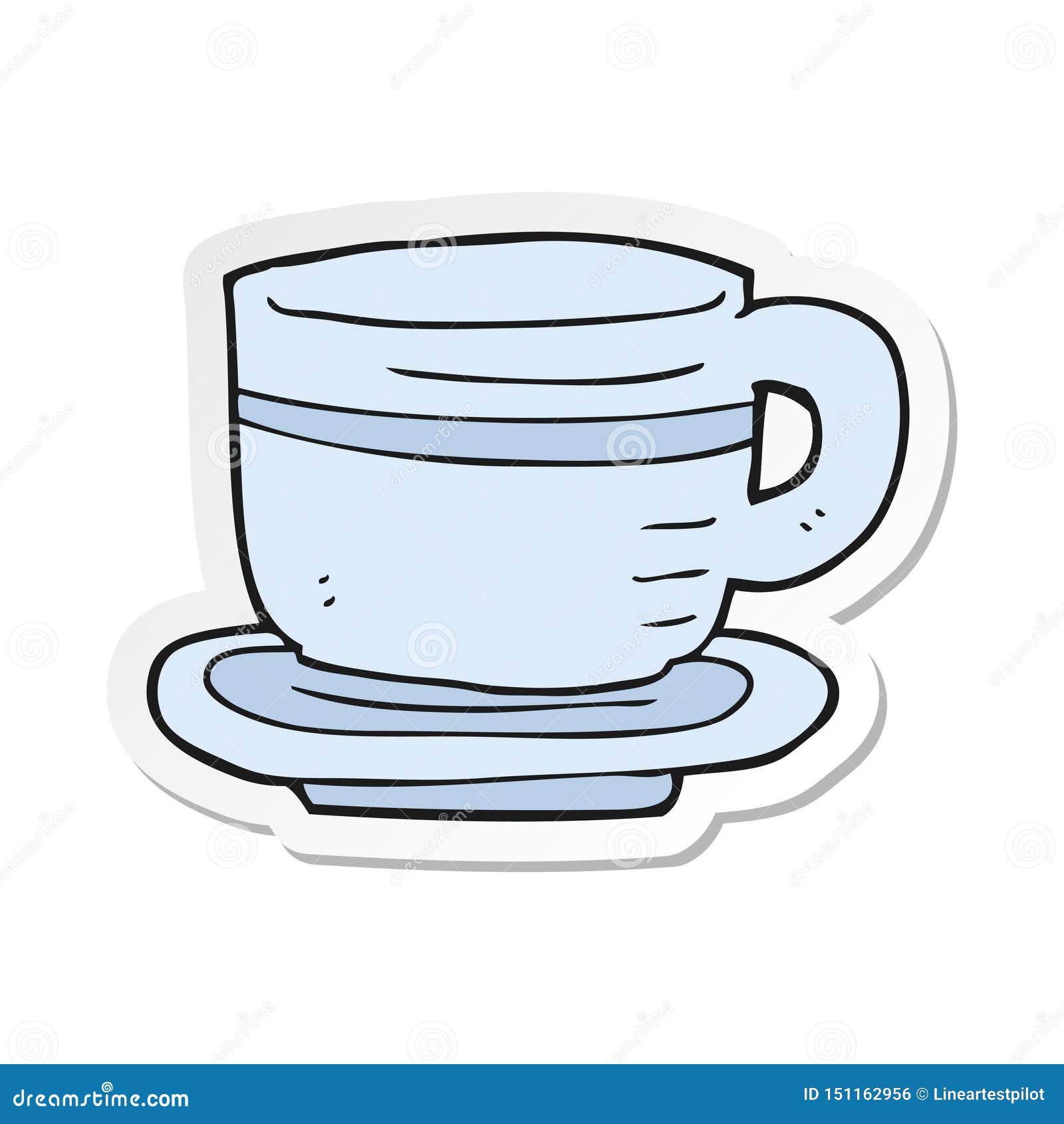 A Creative Sticker of a Cartoon Cup and Saucer Stock Vector ...