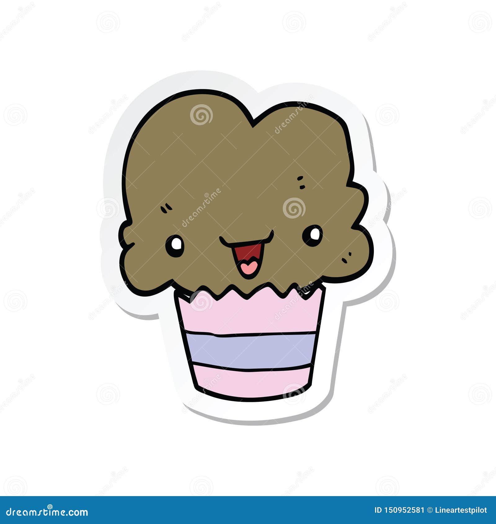 A Creative Sticker of a Cartoon Cupcake with Face Stock Vector ...