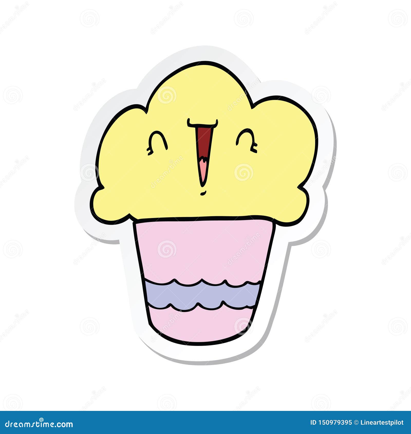 A Creative Sticker of a Cartoon Cupcake with Face Stock Vector ...