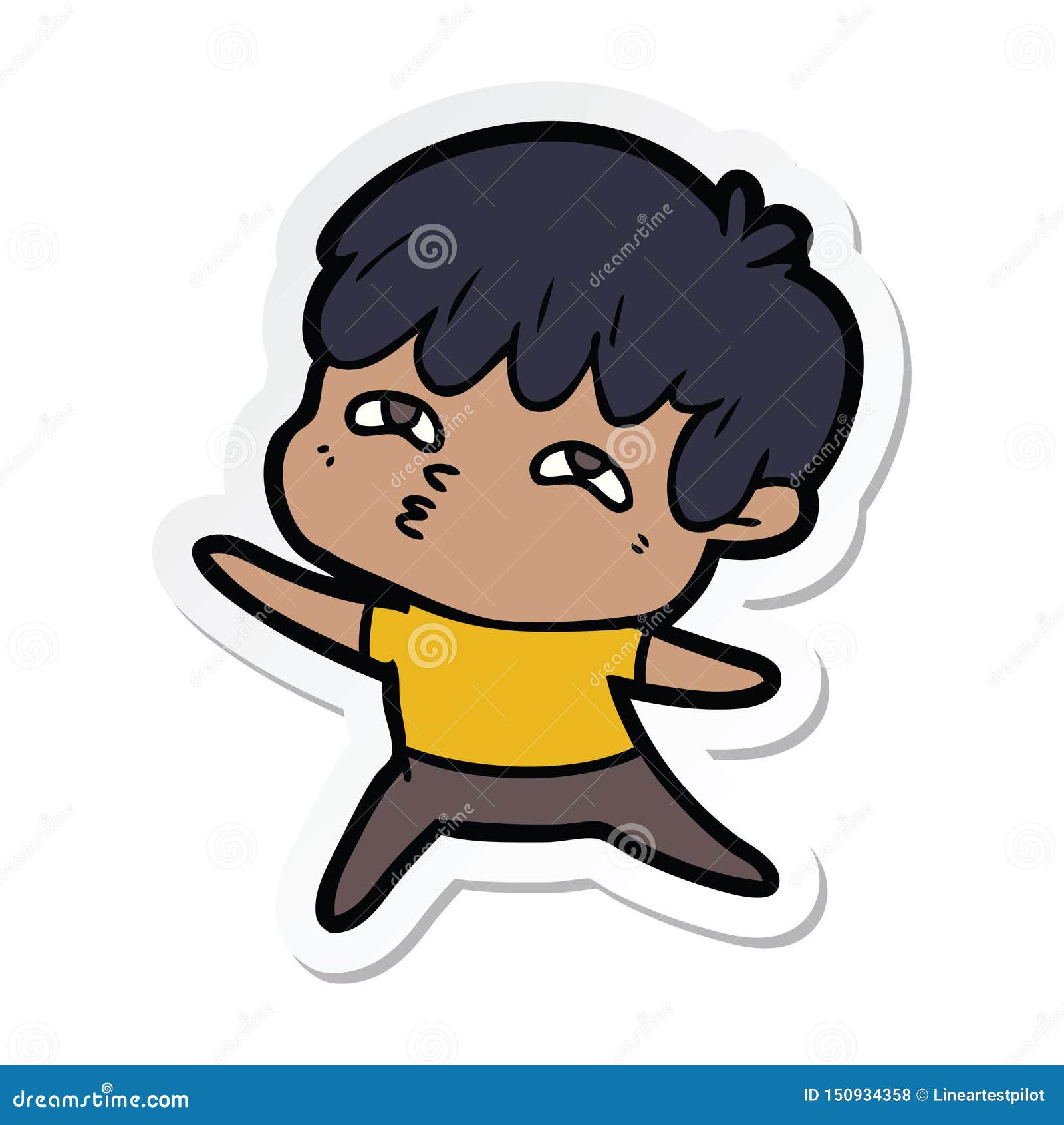 A Creative Sticker of a Cartoon Curious Man Stock Vector - Illustration ...