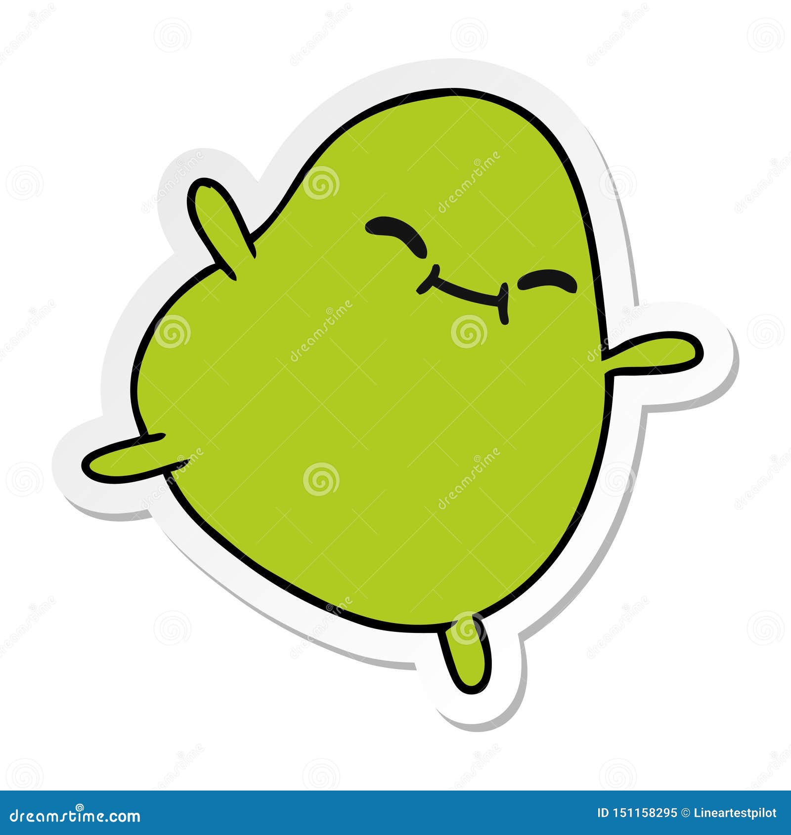 A Creative Sticker Cartoon of a Cute Jumping Bean Stock Vector ...