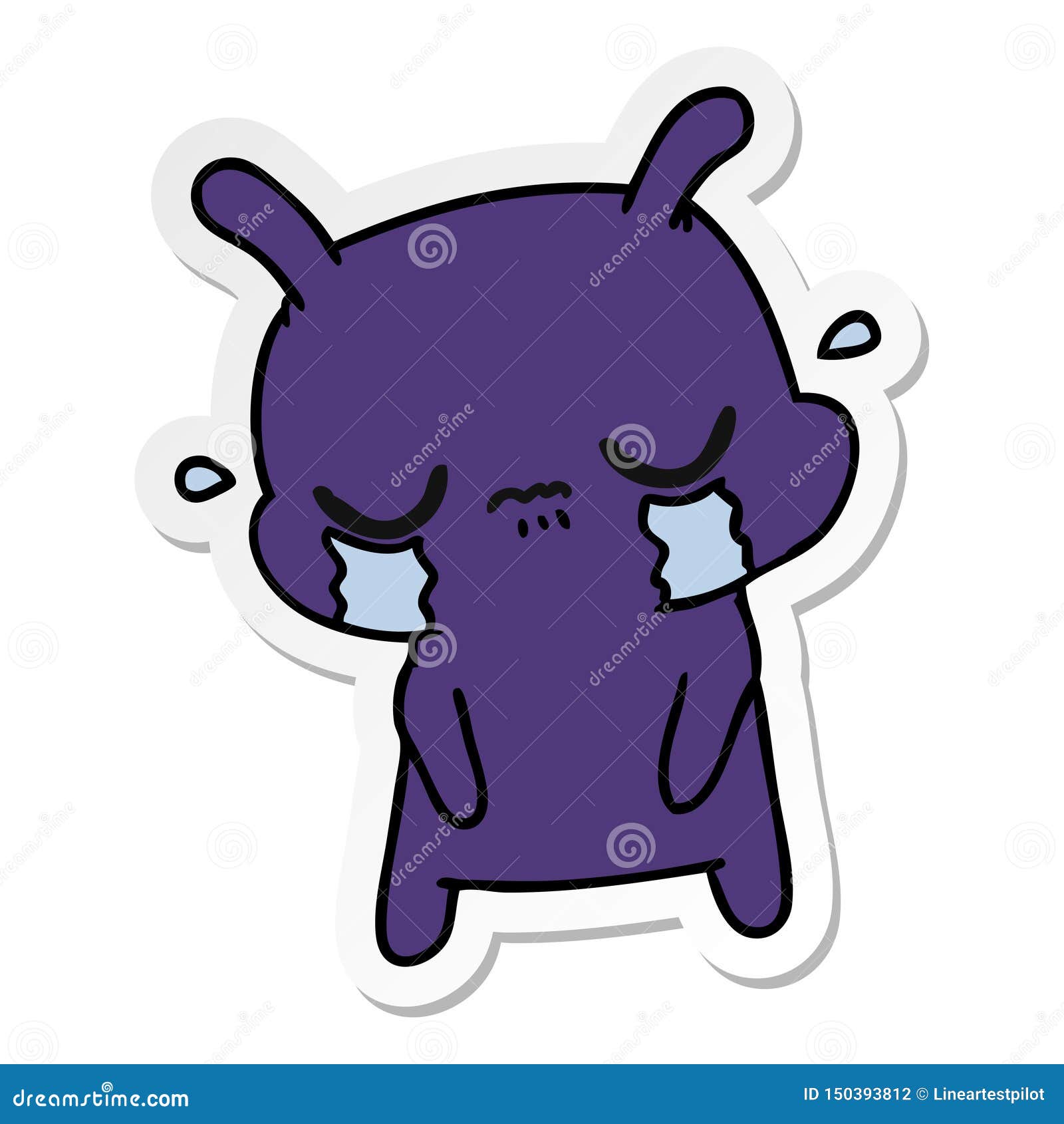 Freehand Drawn Sticker Cartoon of Cute Sad Alien Stock Vector ...