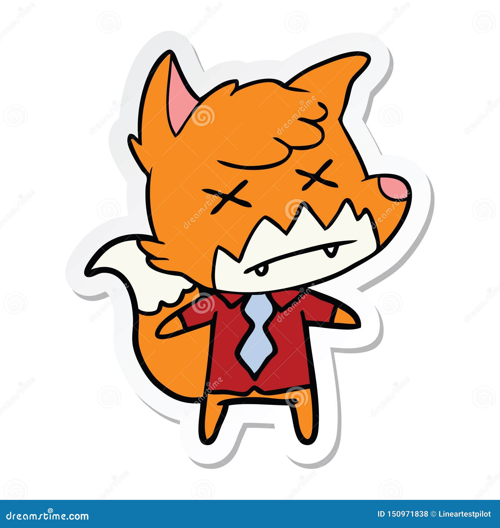 A Creative Sticker of a Cartoon Dead Fox Stock Vector - Illustration of ...