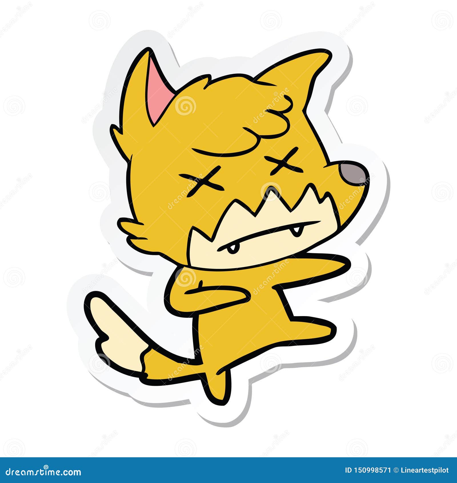A Creative Sticker of a Cartoon Dead Fox Stock Vector - Illustration of ...