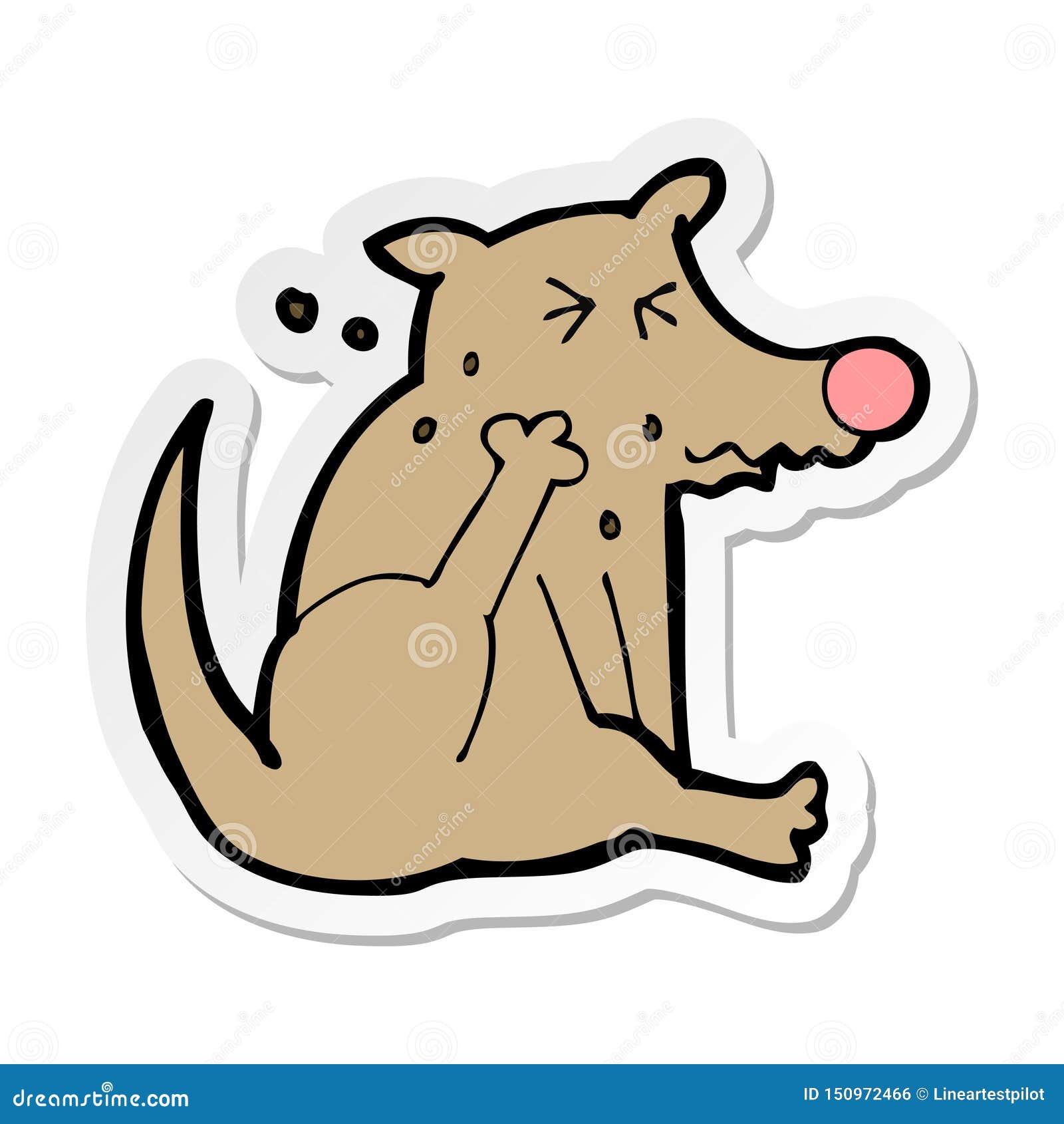 A Creative Sticker of a Cartoon Dog Scratching Stock Vector ...