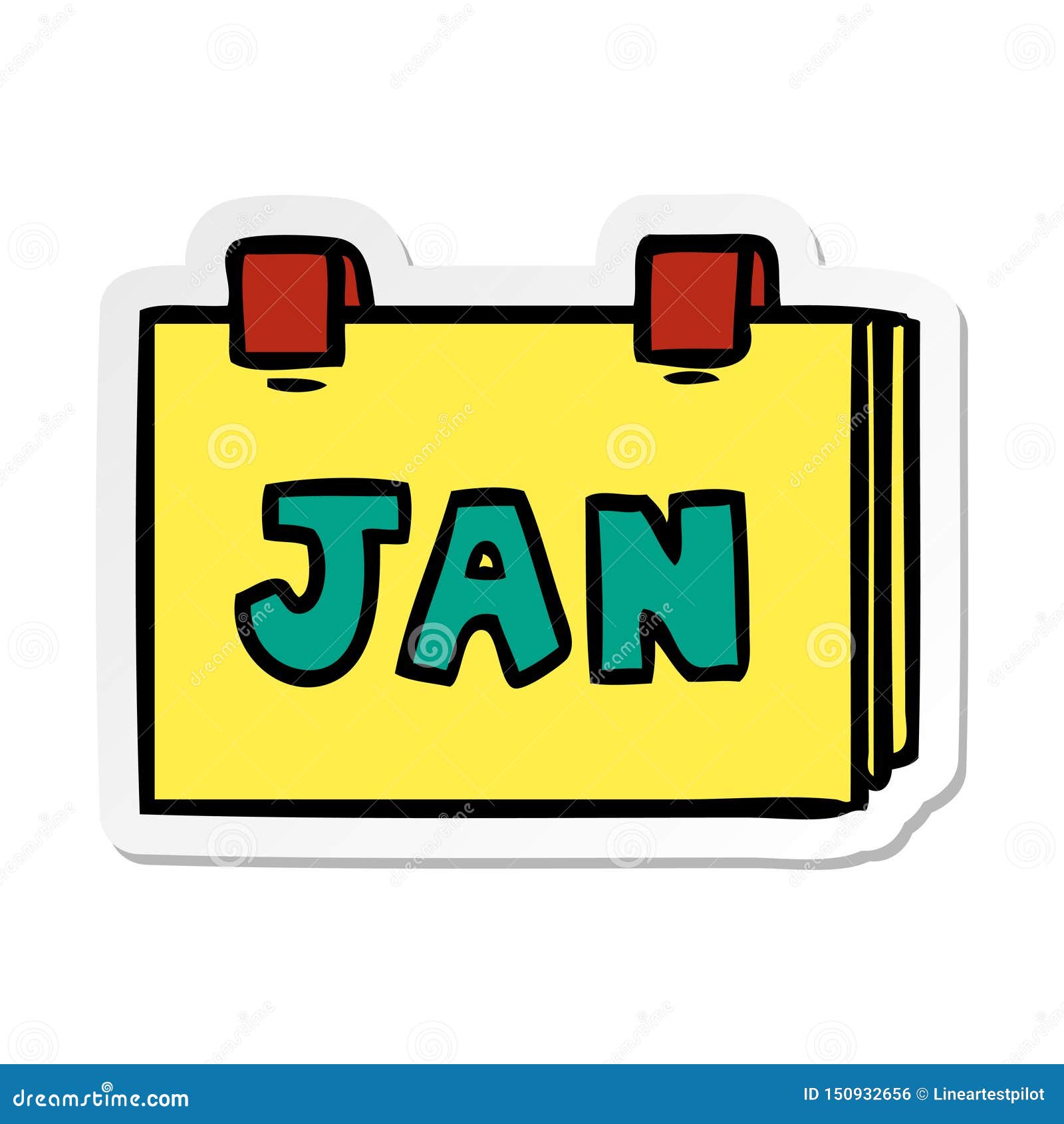 A Creative Sticker Cartoon Doodle of a Calendar with Jan Stock Vector ...