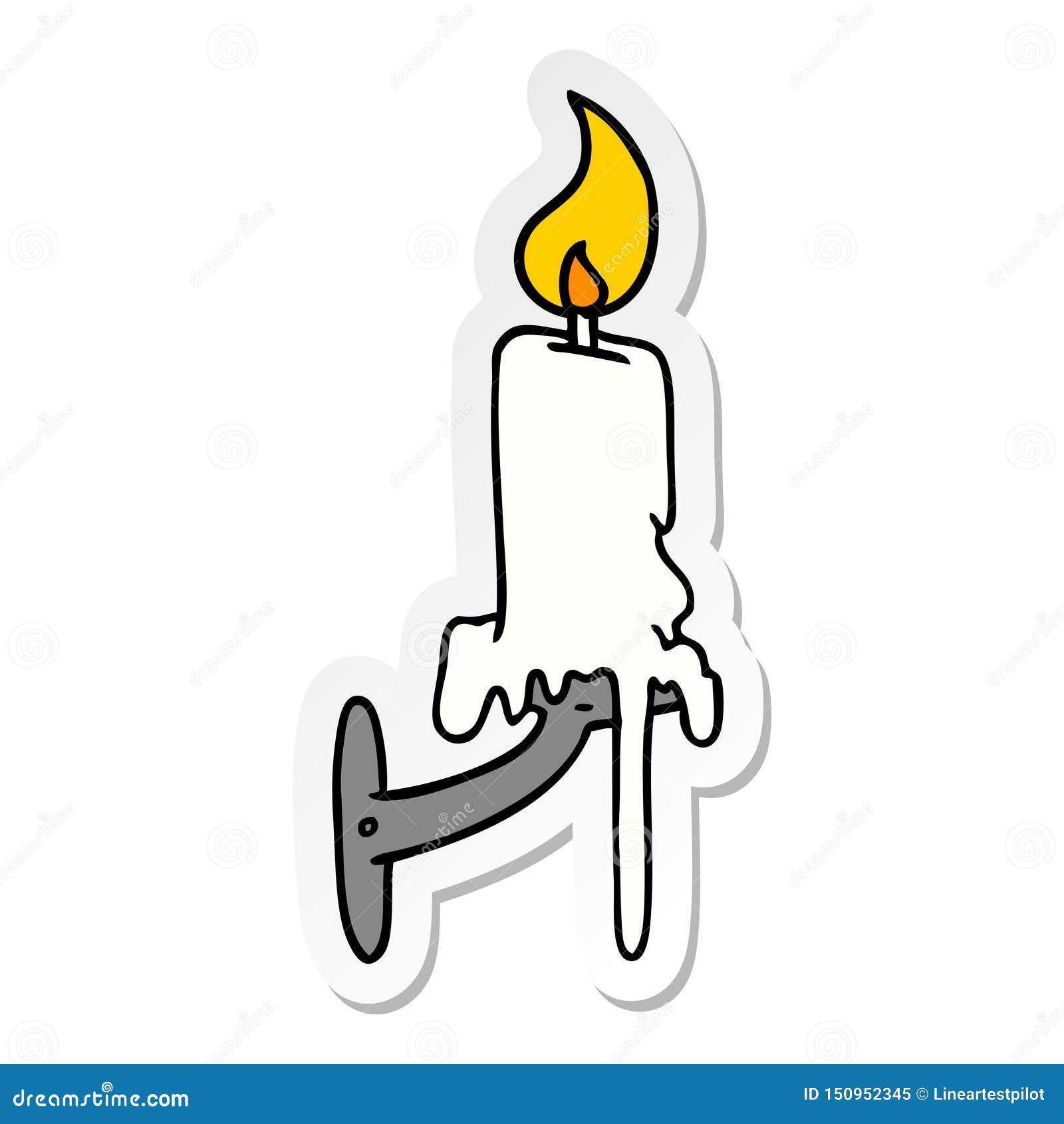 A Creative Sticker Cartoon Doodle of a Candle Stick Stock Vector ...