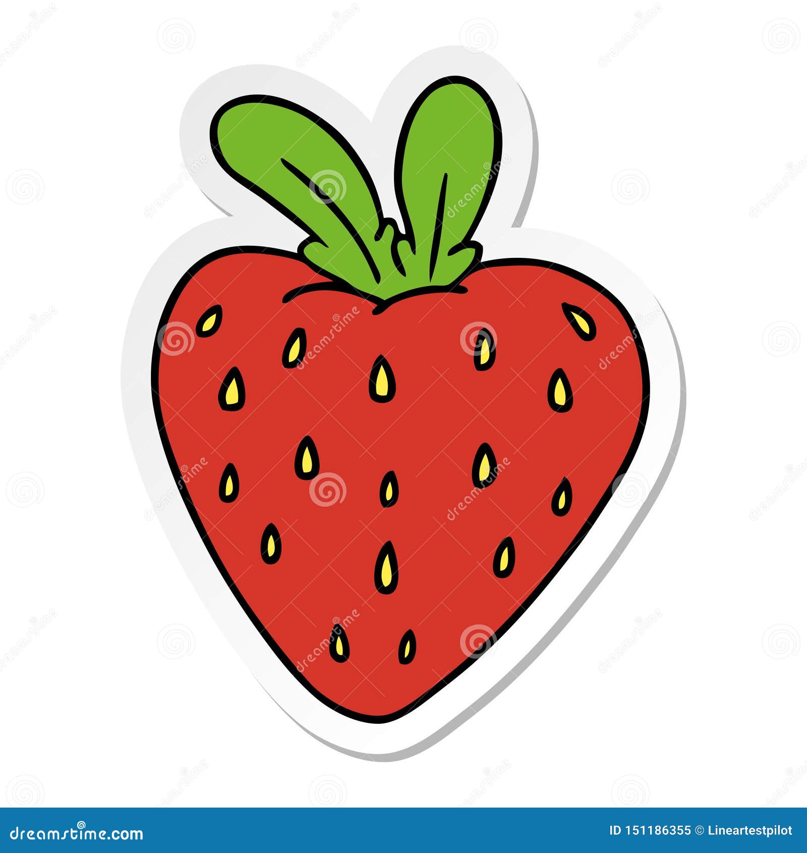 A Creative Sticker Cartoon Doodle of a Fresh Strawberry Stock Vector ...