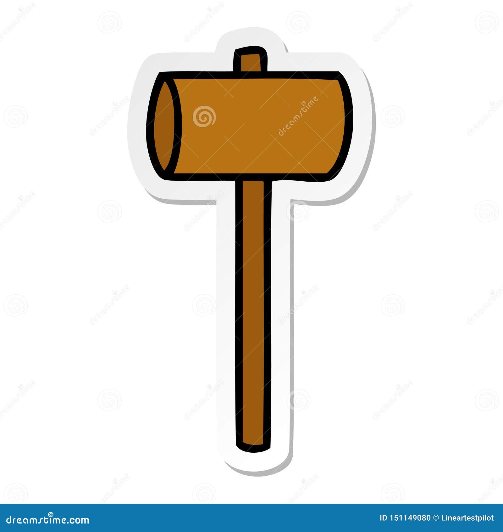 A Creative Sticker Cartoon Doodle of a Mallet Stock Vector ...