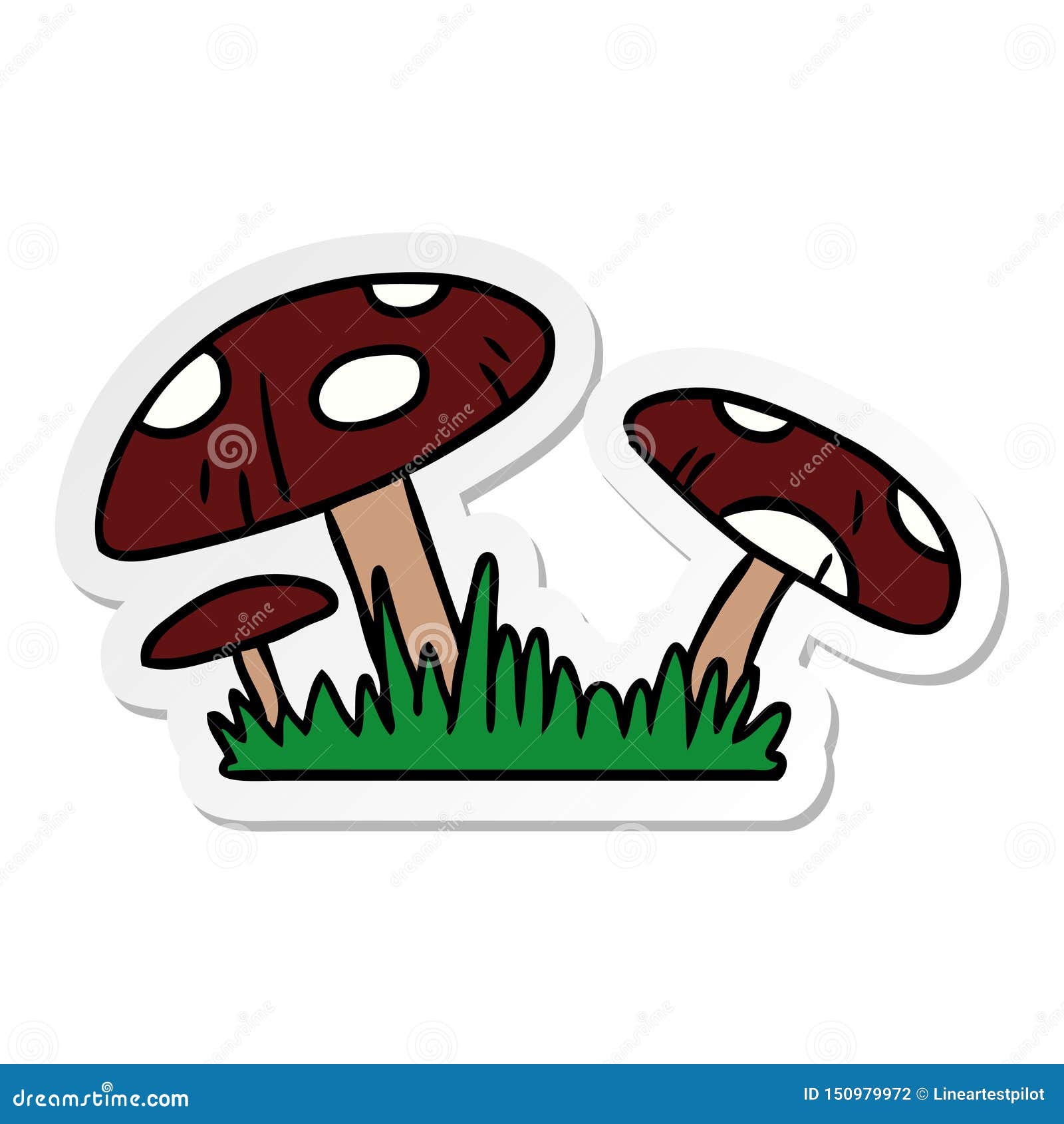 A Creative Sticker Cartoon Doodle of a Toad Stool Stock Vector ...