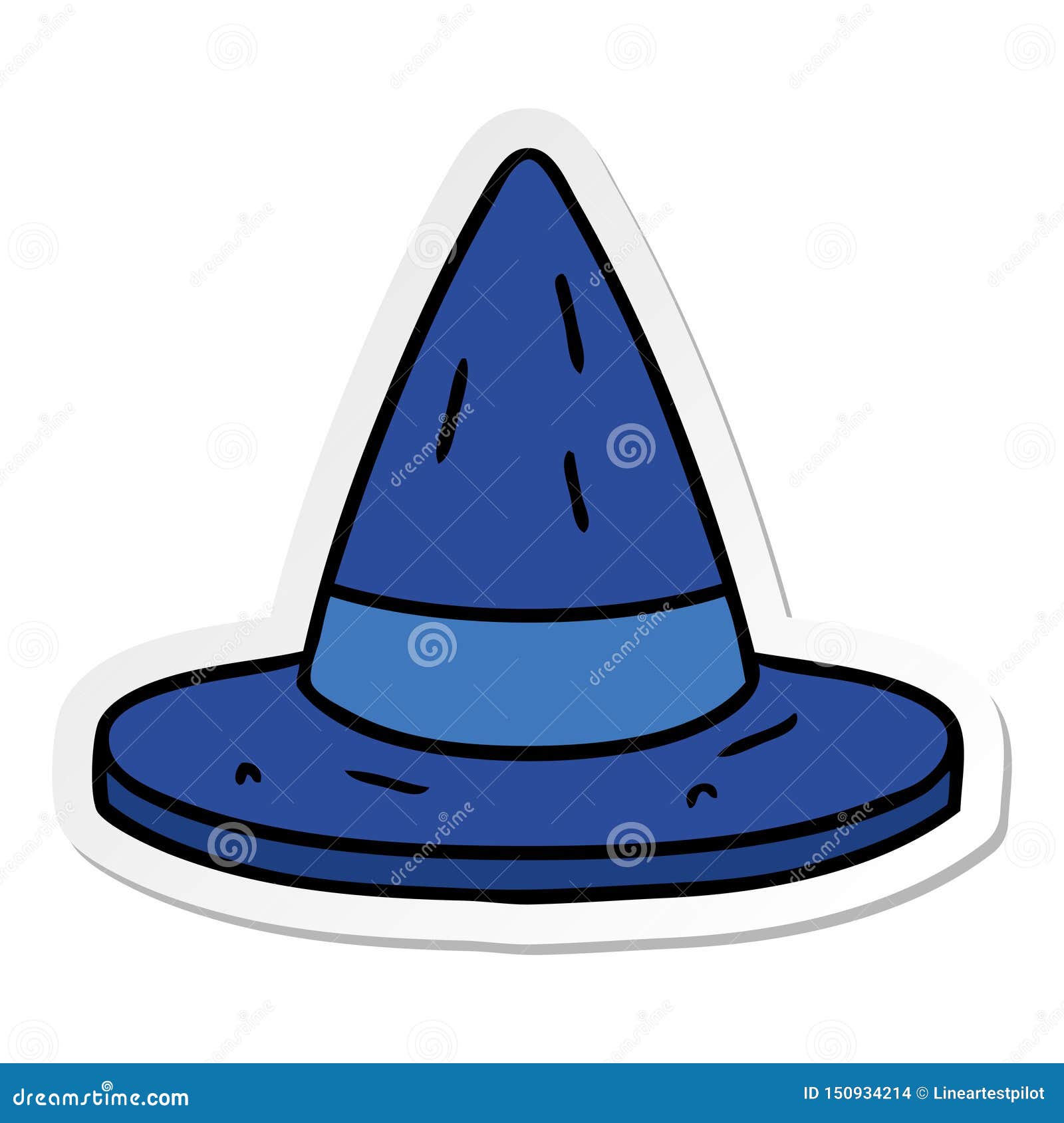A Creative Sticker Cartoon Doodle of a Witches Hat Stock Vector ...