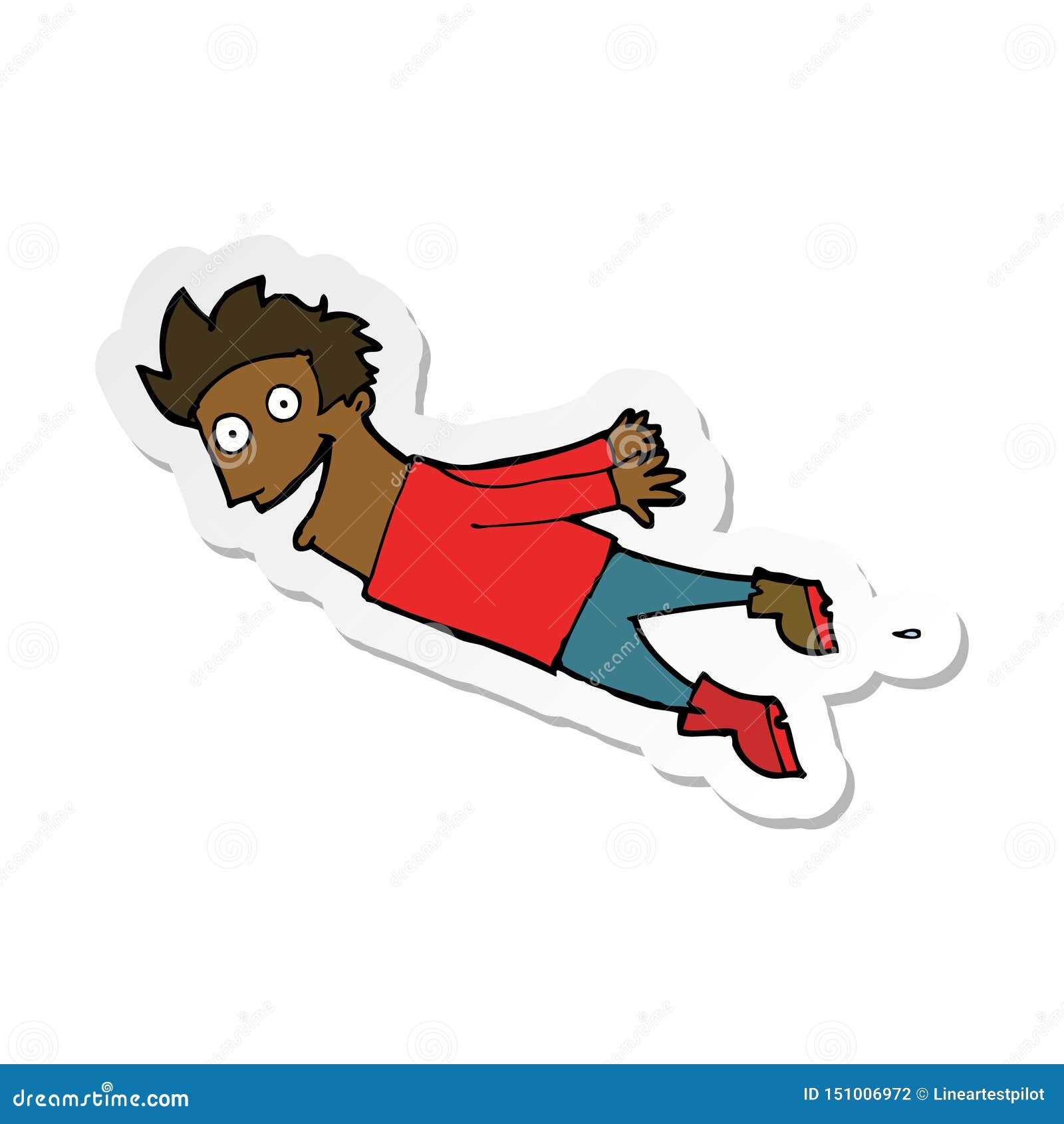 A Creative Sticker of a Cartoon Drenched Man Flying Stock Vector ...