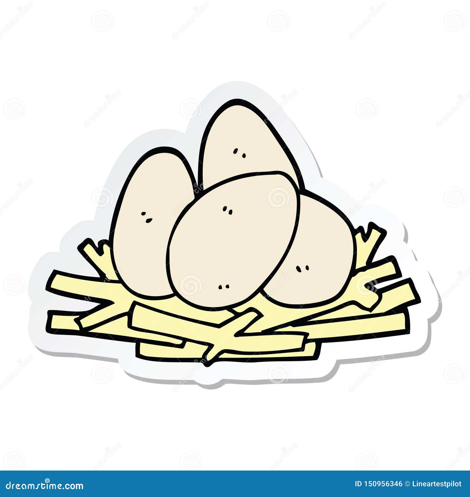 A Creative Sticker of a Cartoon Eggs in Nest Stock Vector ...