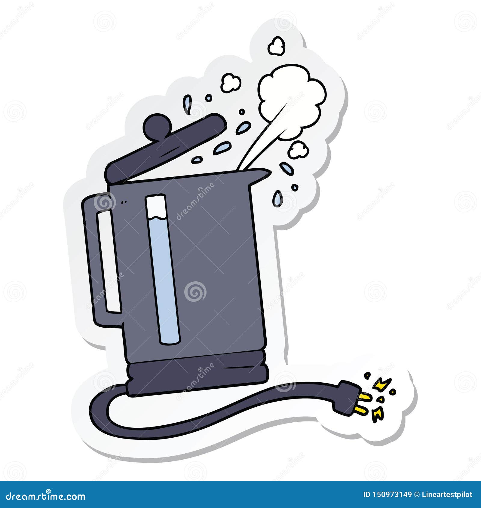 A Creative Sticker of a Cartoon Electric Kettle Boiling Stock Vector ...