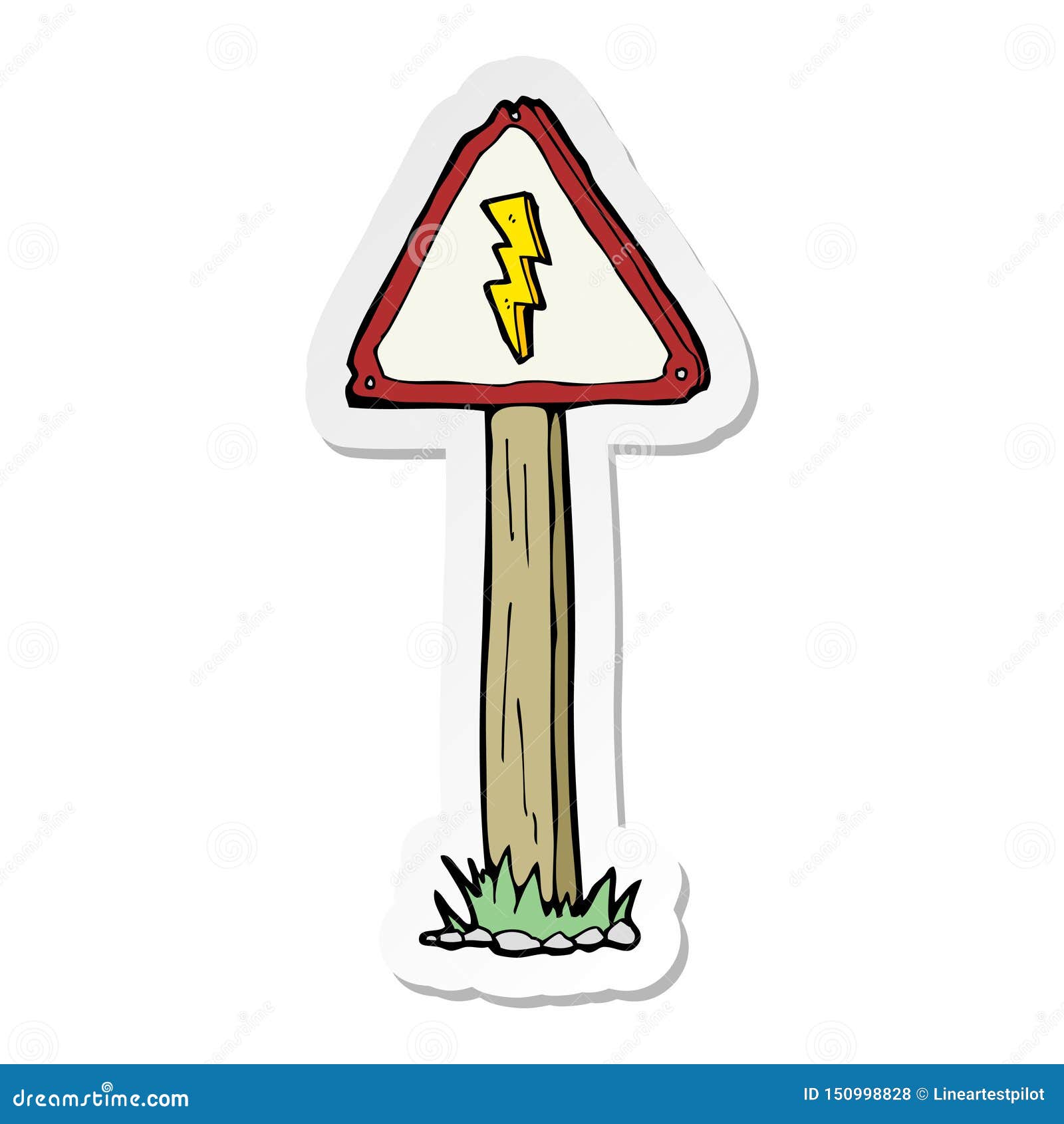 A Creative Sticker of a Cartoon Electrical Warning Sign Stock Vector ...