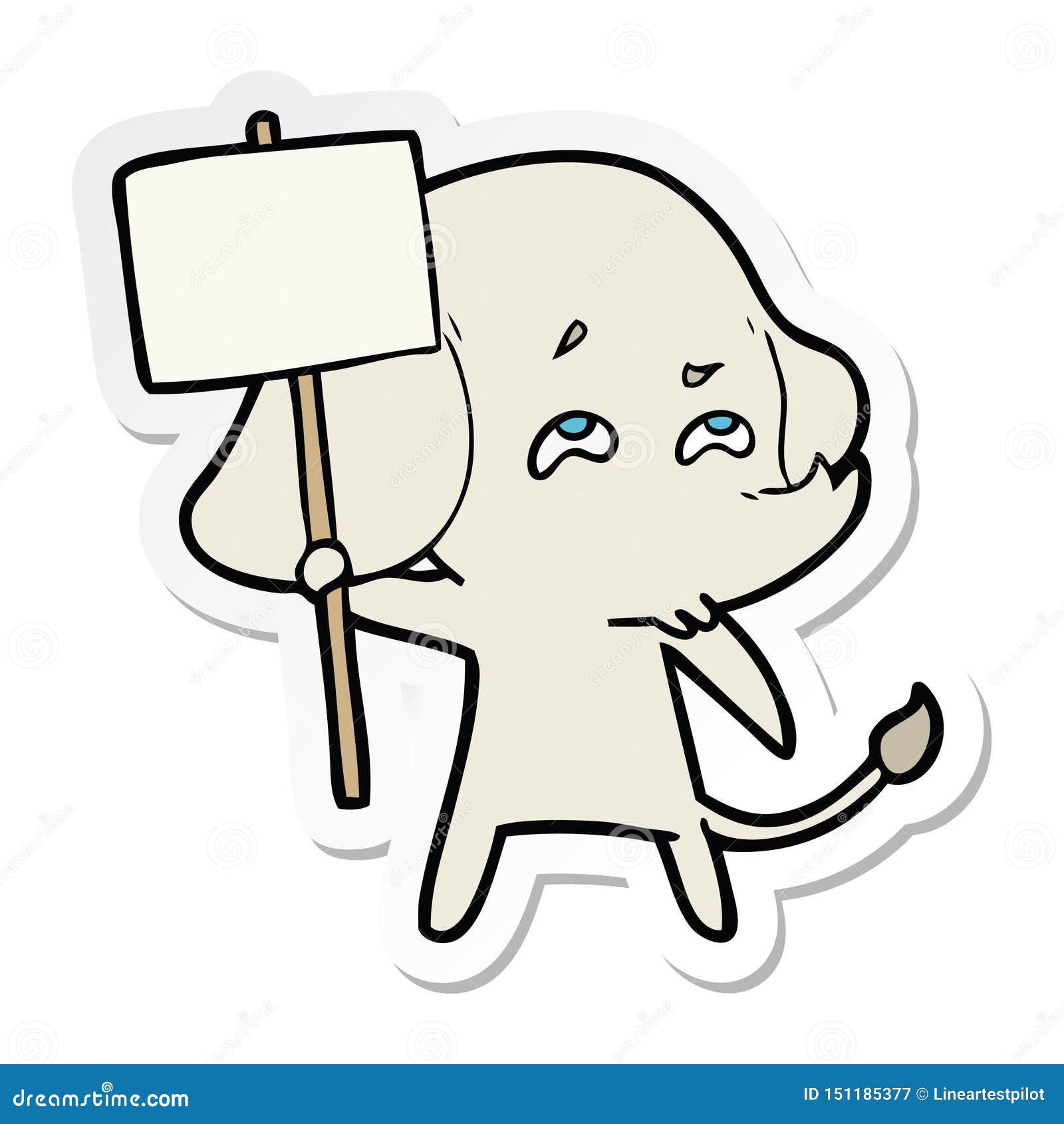 A Creative Sticker of a Cartoon Elephant with Sign Remembering Stock ...