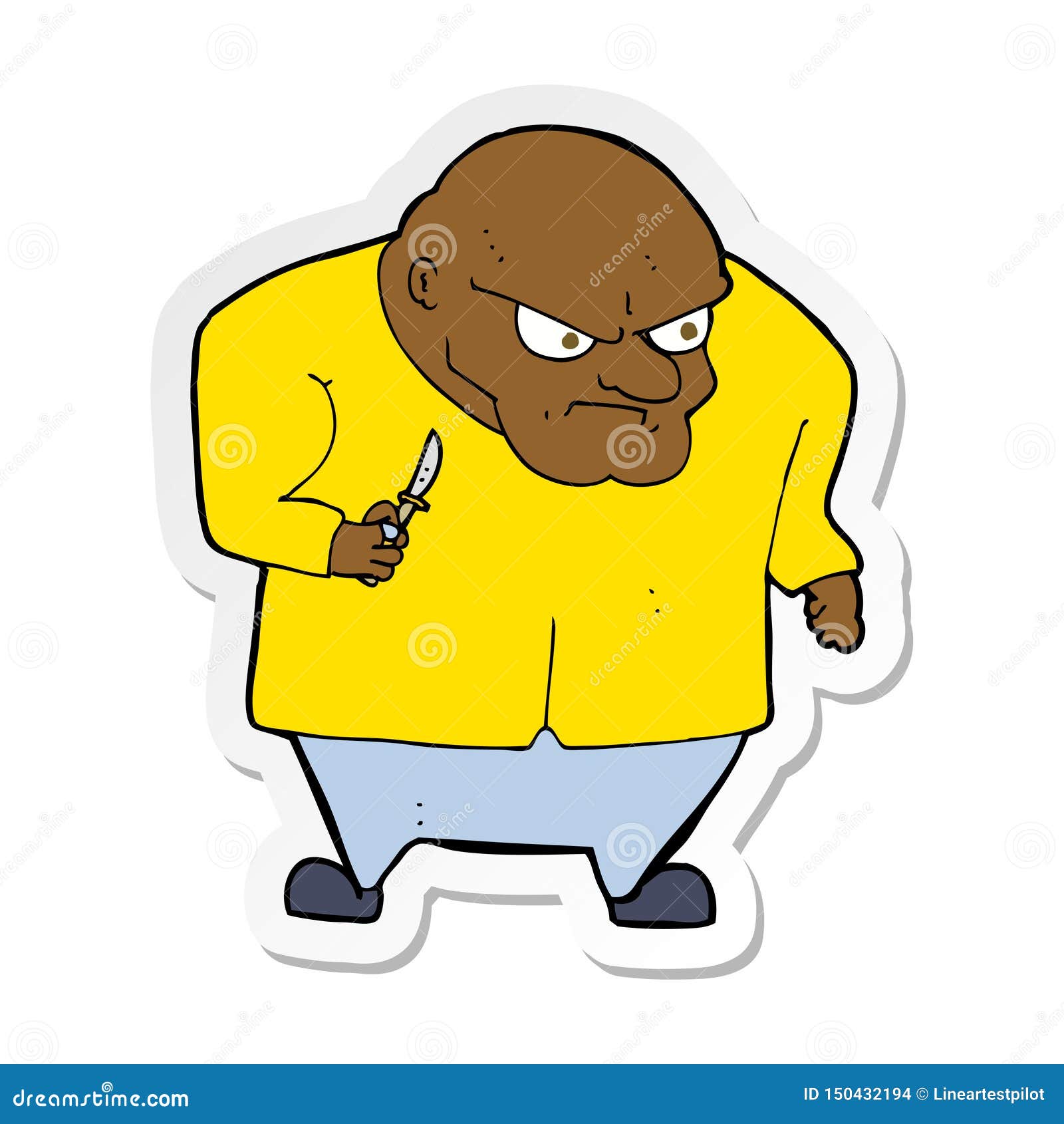 Sticker of a Cartoon Evil Man Stock Vector - Illustration of line ...