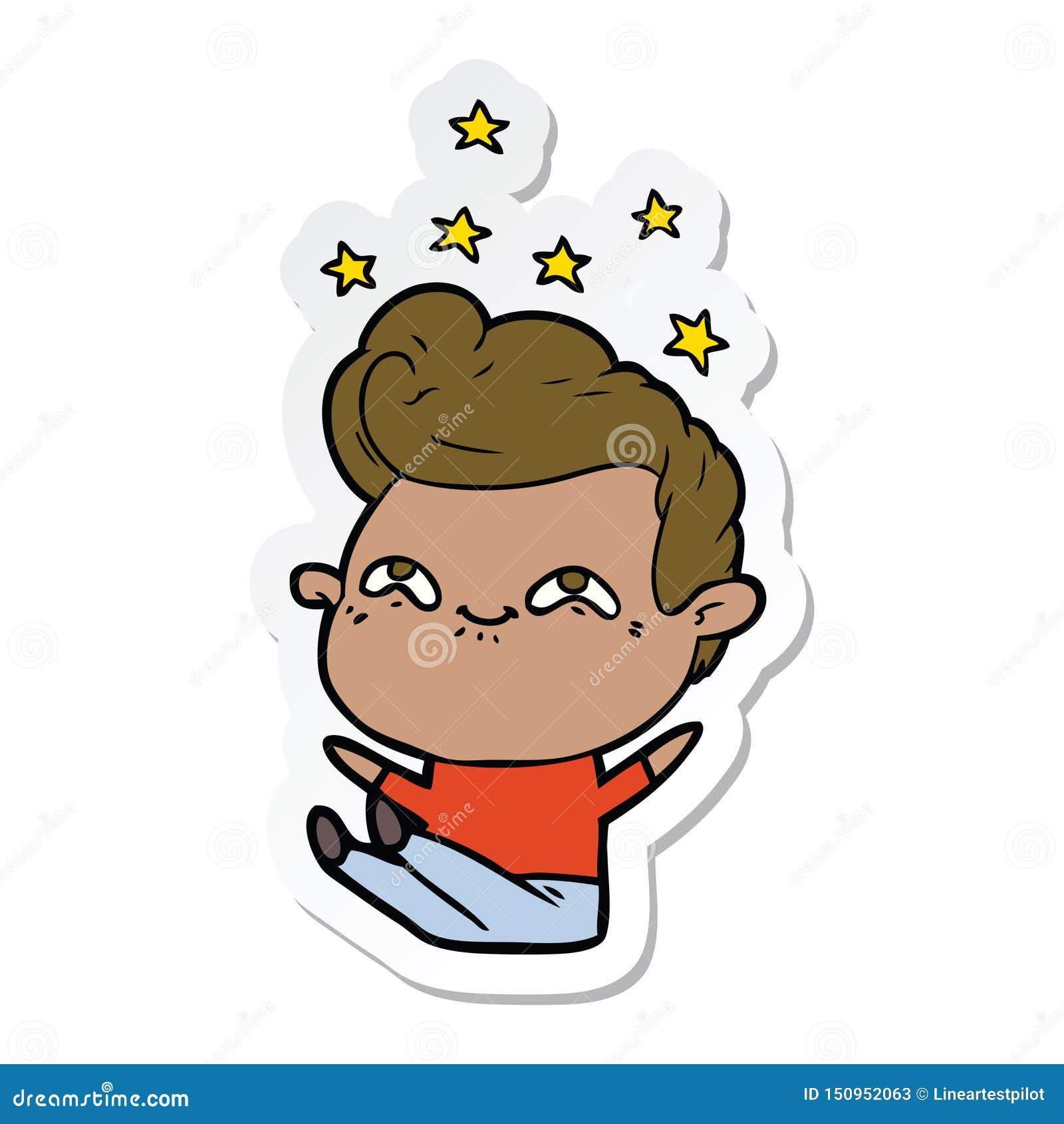 A Creative Sticker of a Cartoon Excited Man Stock Vector - Illustration ...