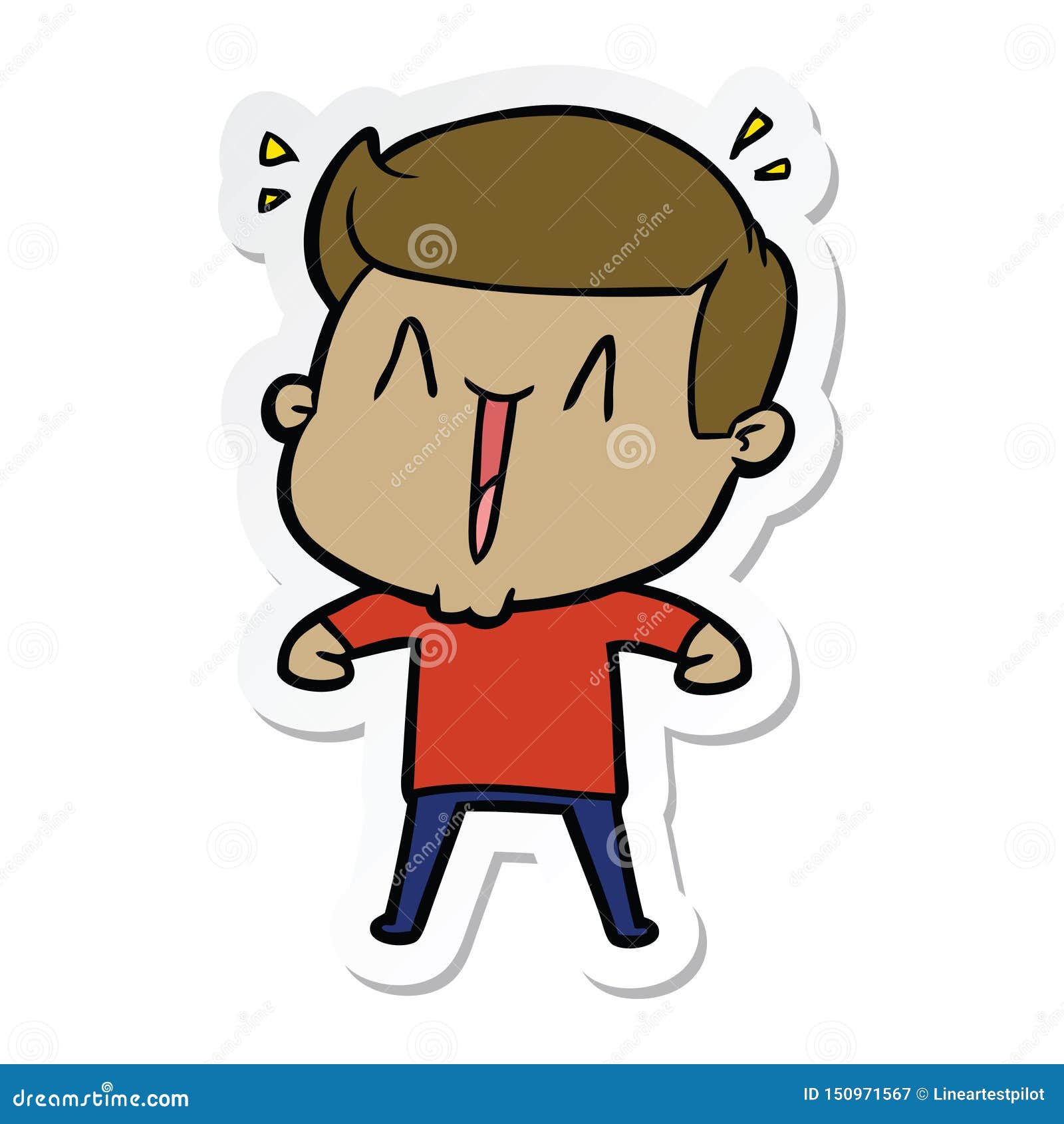A Creative Sticker of a Cartoon Excited Man Stock Vector - Illustration ...
