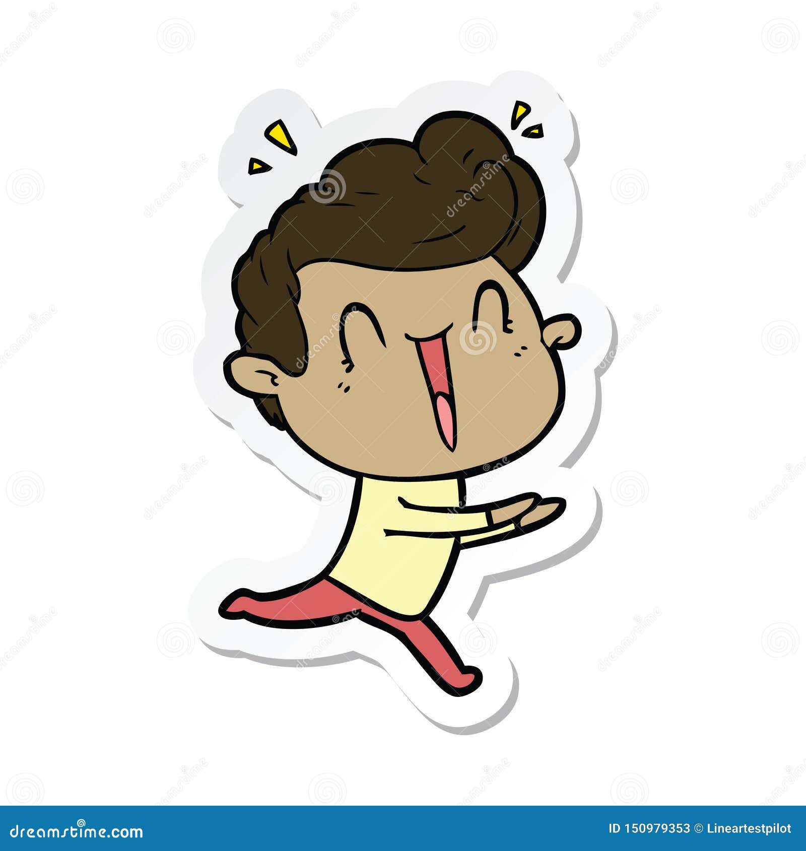A Creative Sticker of a Cartoon Excited Man Stock Vector - Illustration ...
