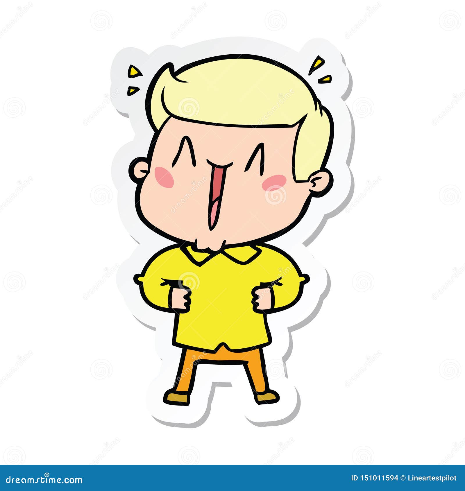 A Creative Sticker of a Cartoon Excited Man Stock Vector - Illustration ...