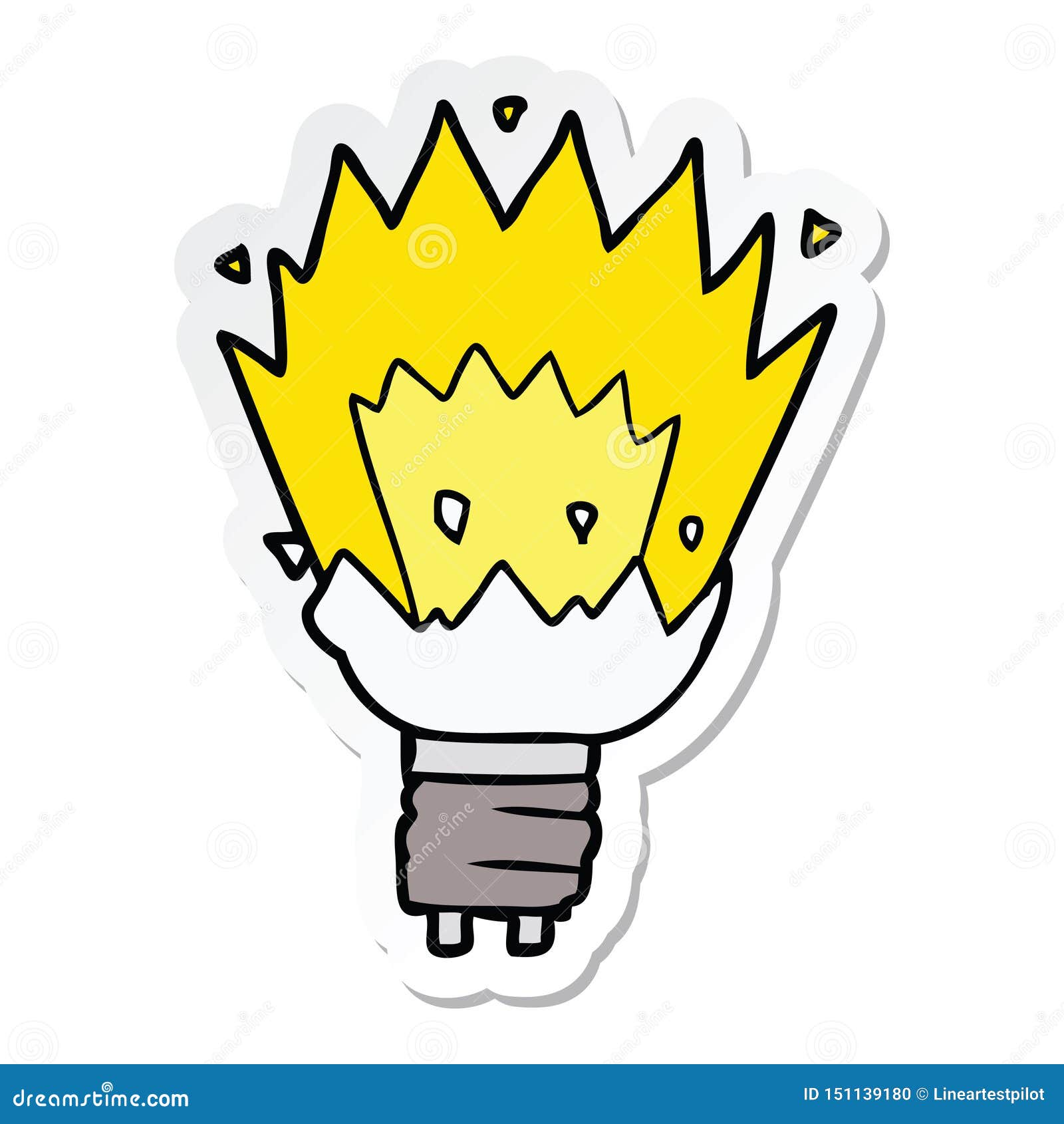 A Creative Sticker of a Cartoon Exploding Light Bulb Stock Vector ...