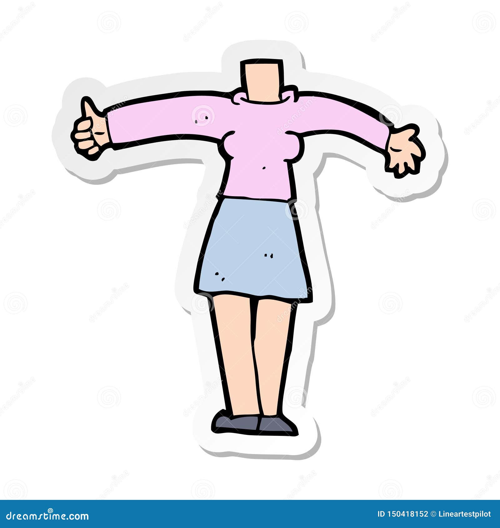 Sticker of a Cartoon Female Body Stock Vector - Illustration of ...