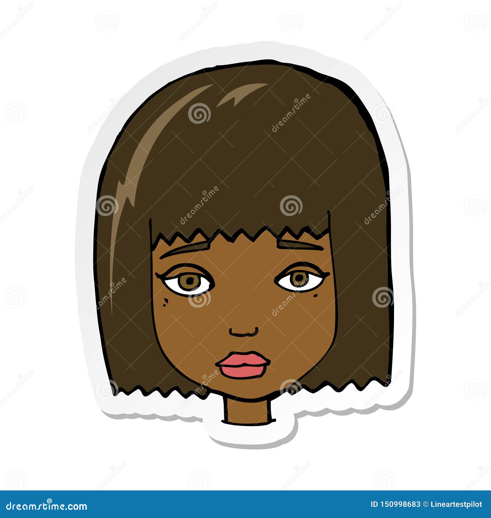 A Creative Sticker of a Cartoon Female Face Stock Vector - Illustration ...