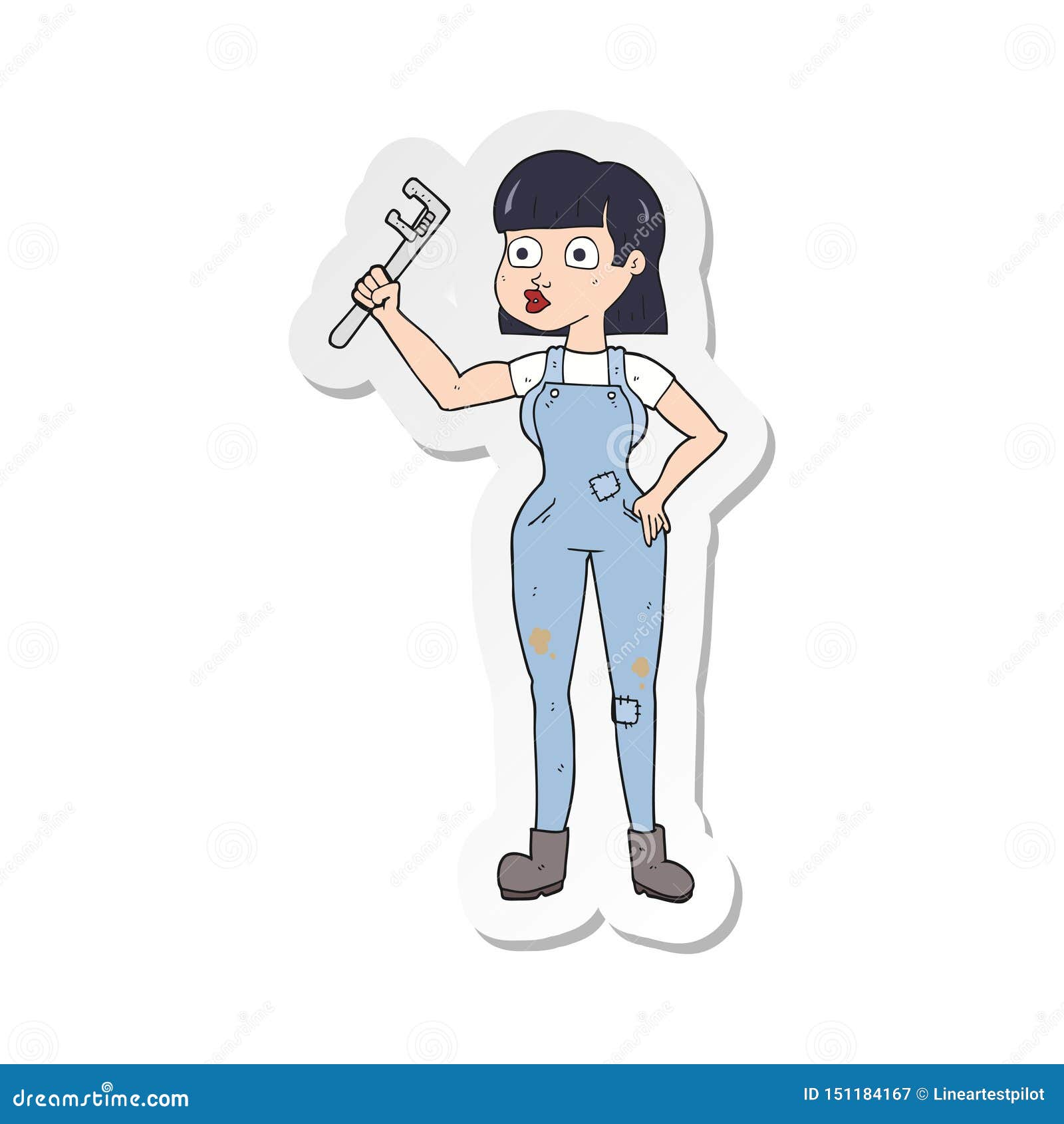 A Creative Sticker of a Cartoon Female Plumber Stock Vector ...