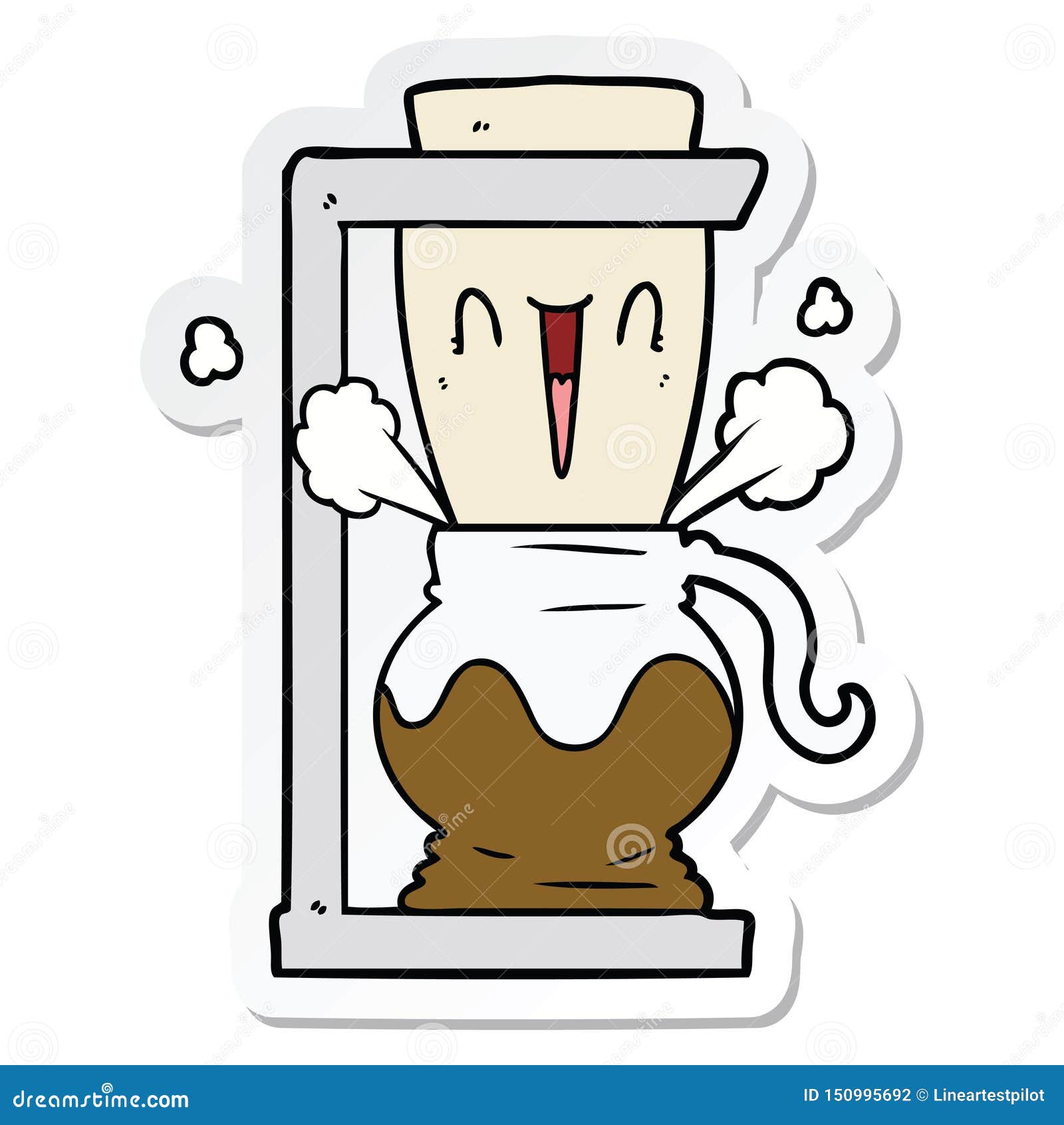 A Creative Sticker of a Cartoon Filter Coffee Machine Stock Vector ...