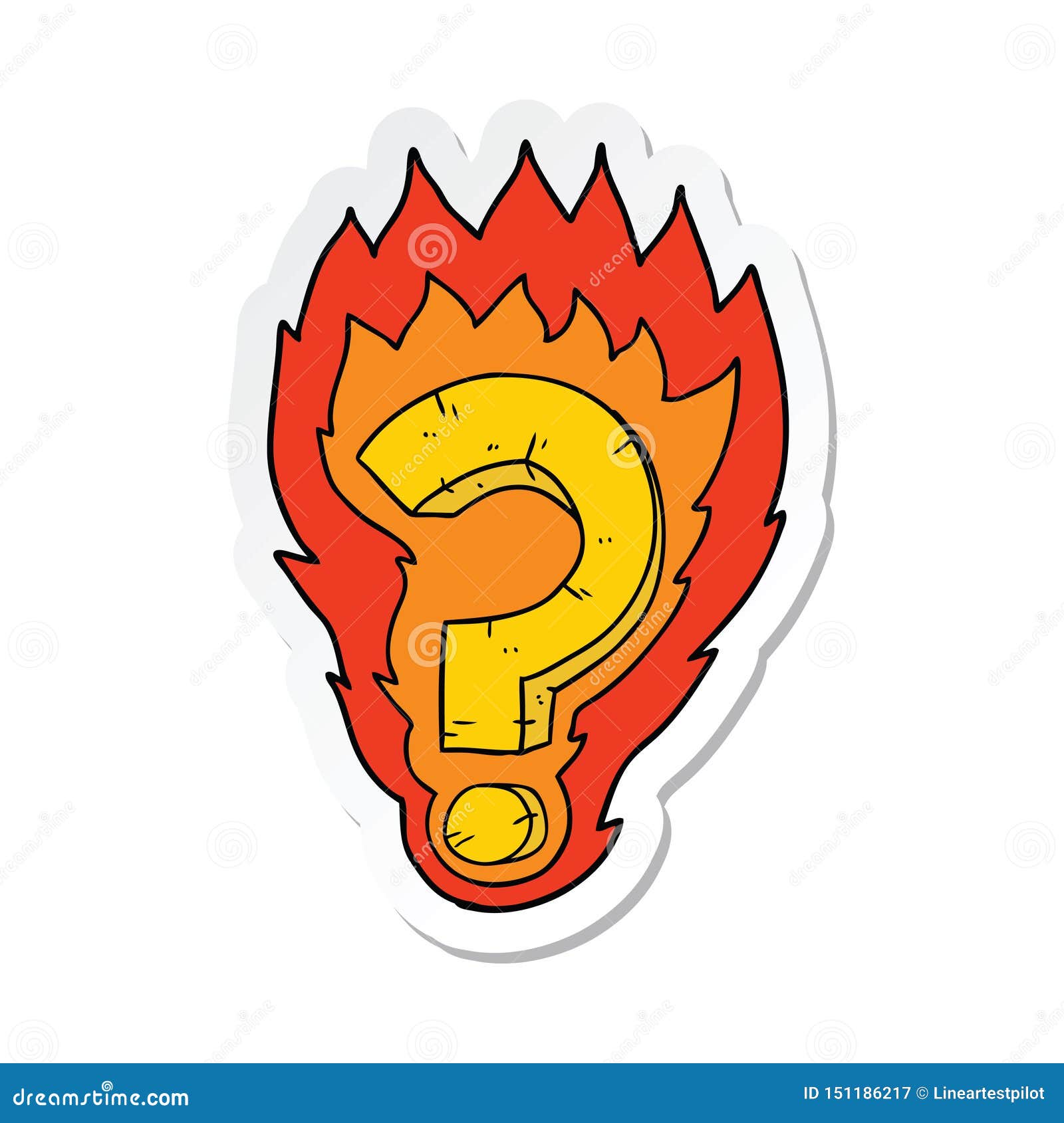 A Creative Sticker of a Cartoon Flaming Question Mark Stock Vector ...