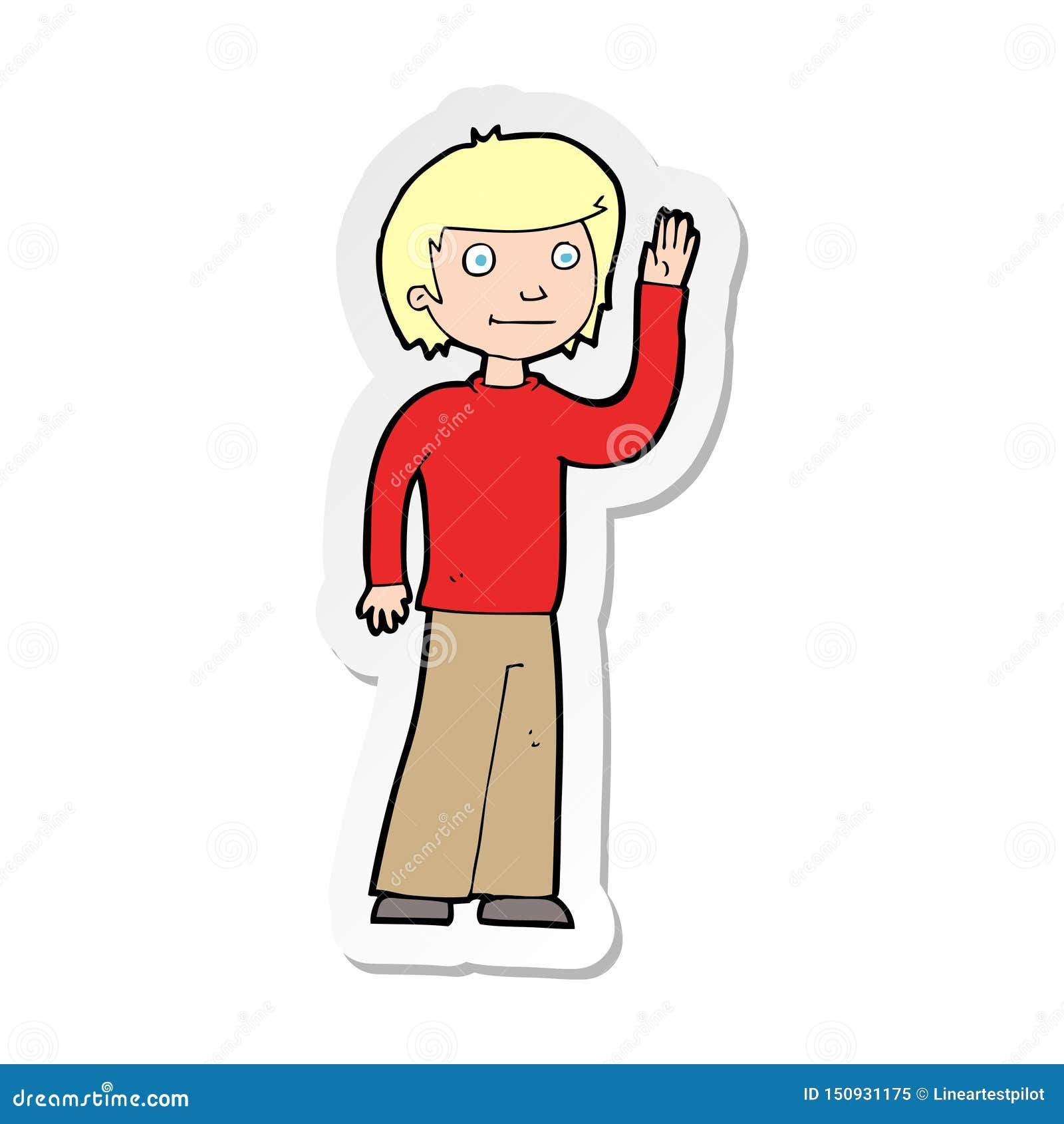 A Creative Sticker of a Cartoon Friendly Boy Waving Stock Vector ...