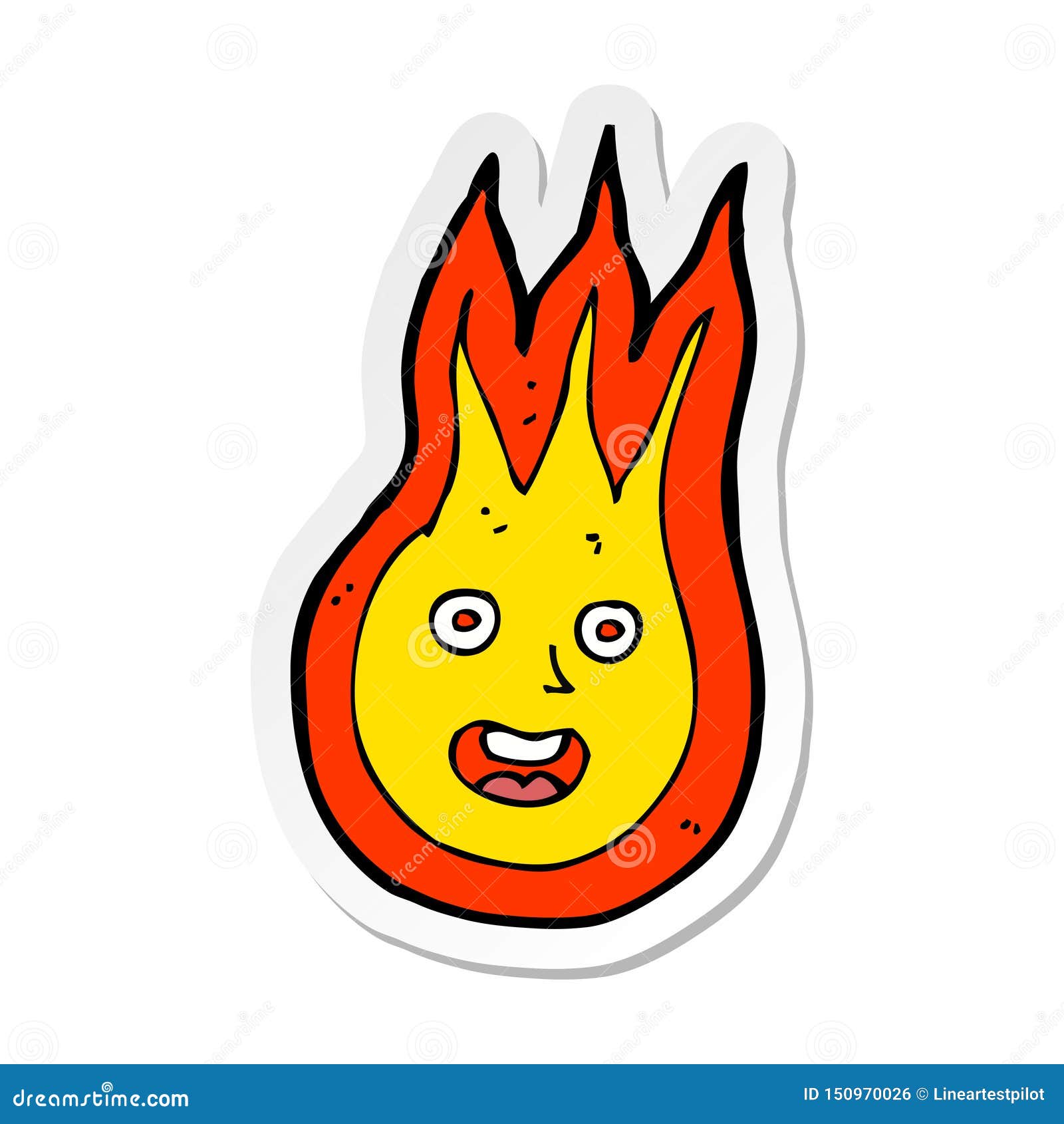 Sticker Friendly Fire Fireball Ball Meteor Comet Cartoon Character ...