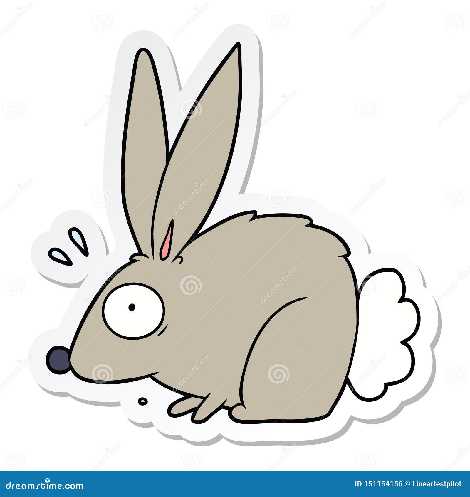 A Creative Sticker of a Cartoon Frightened Rabbit Stock Vector ...