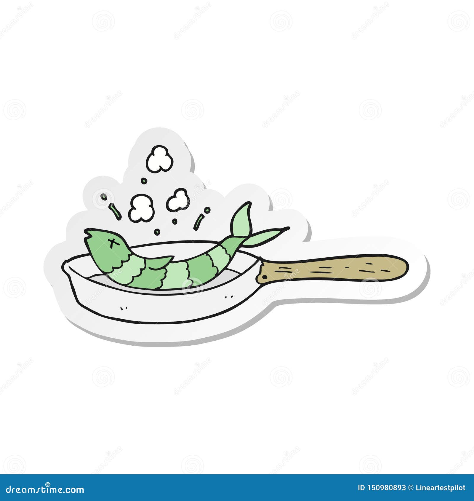 A Creative Sticker of a Cartoon Frying Fish Stock Vector - Illustration ...