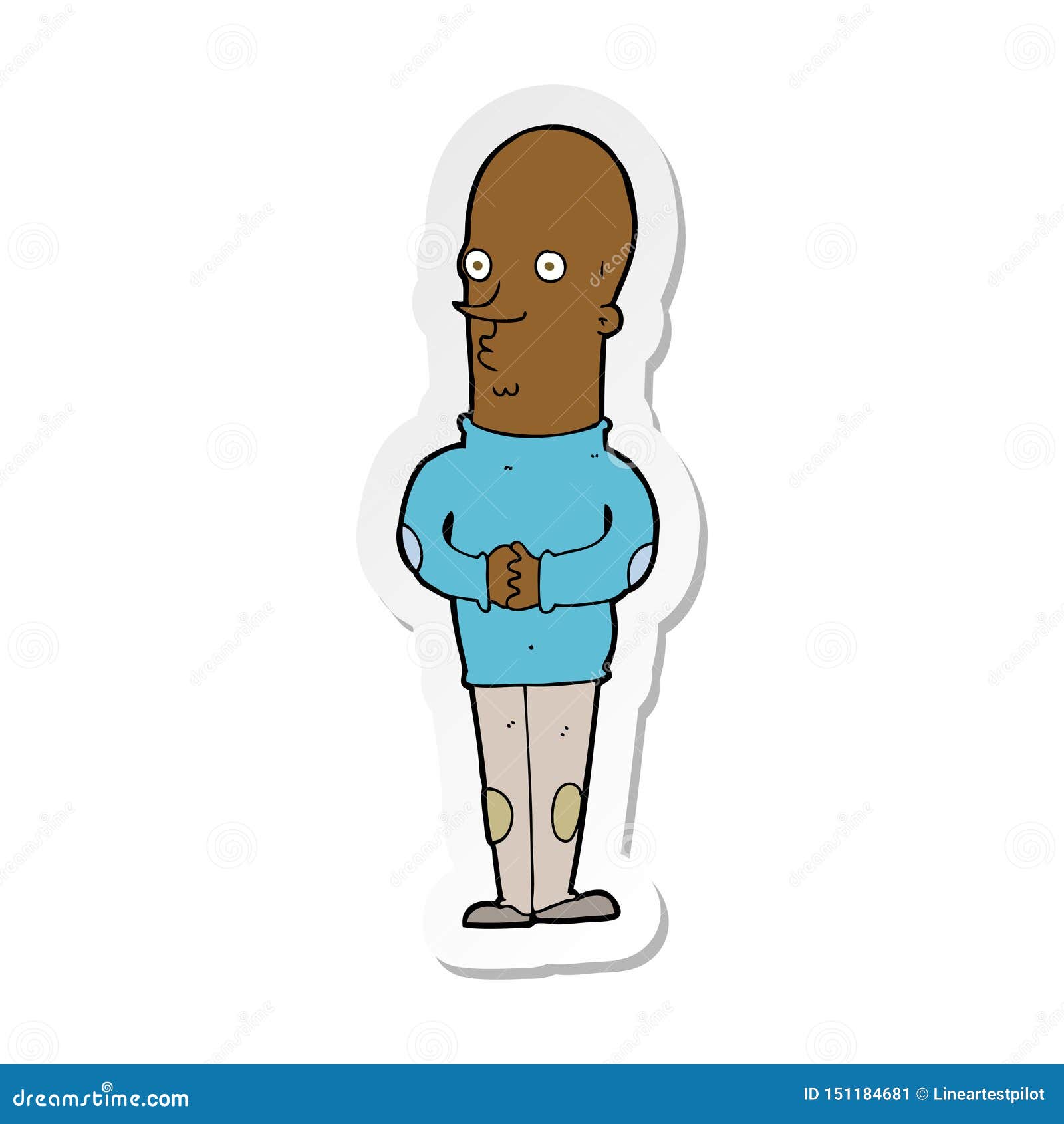 Sticker Funny Bald Man Male Shiny Head Genius Scientist Cartoon ...