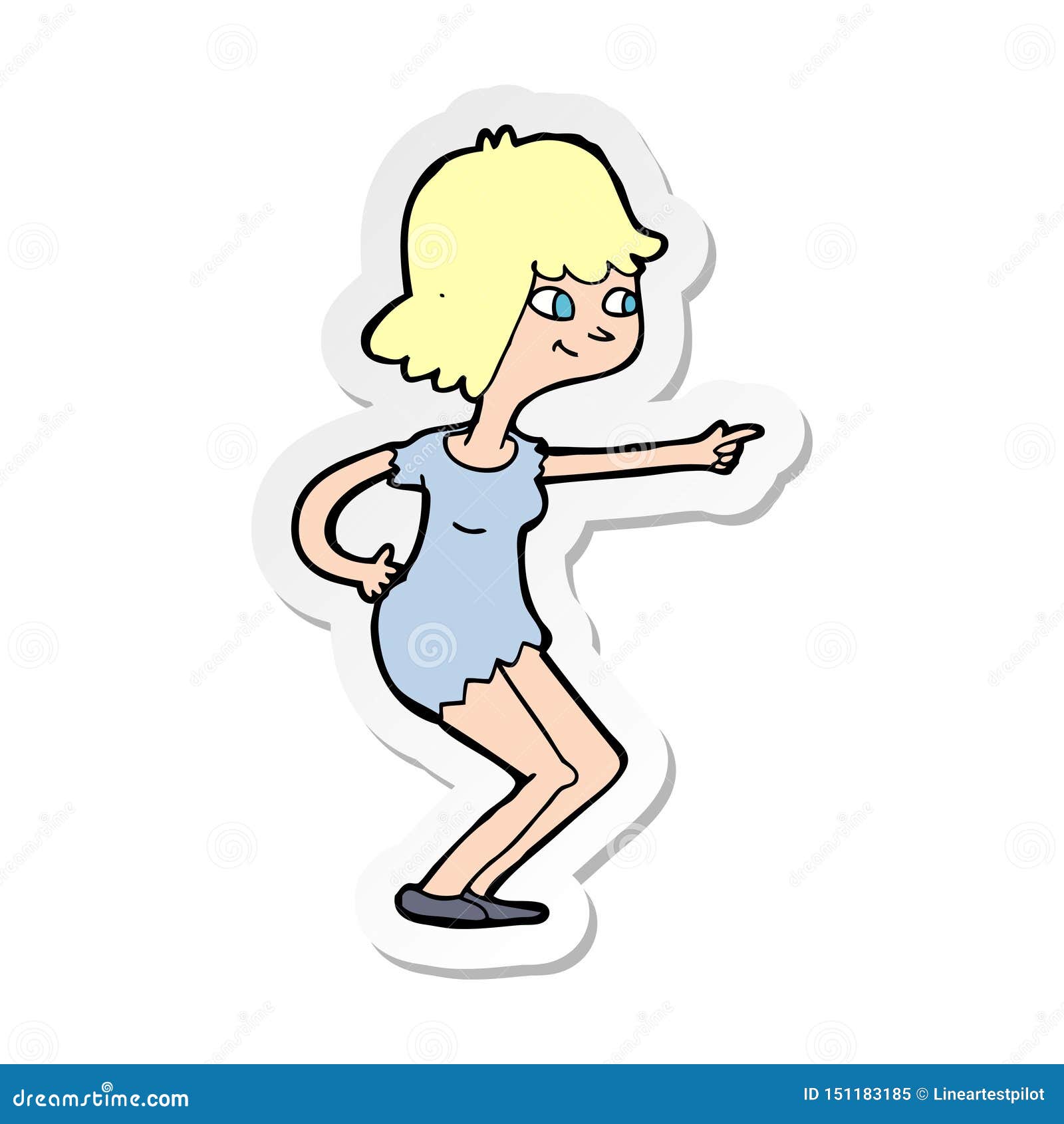 A Creative Sticker of a Cartoon Girl Pointing Stock Vector ...