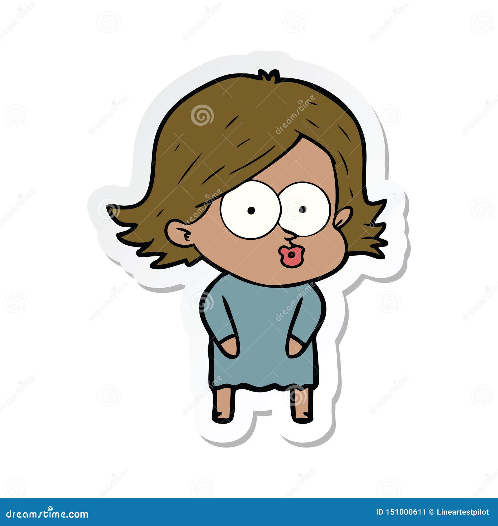A Creative Sticker of a Cartoon Girl Pouting Stock Vector ...